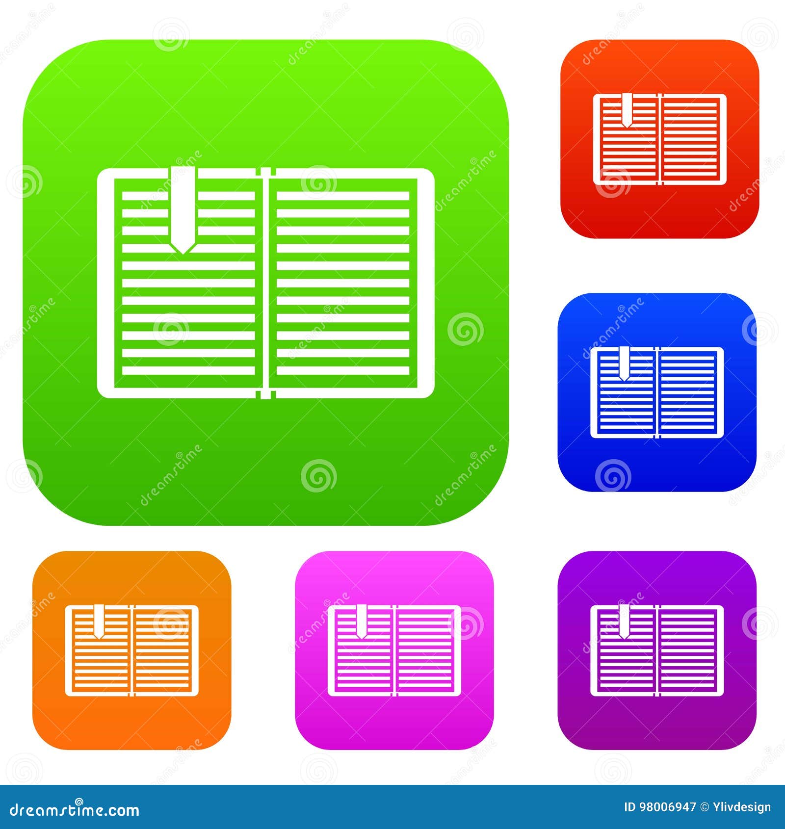 Open Book with a Bookmark Set Collection Stock Vector - Illustration of ...