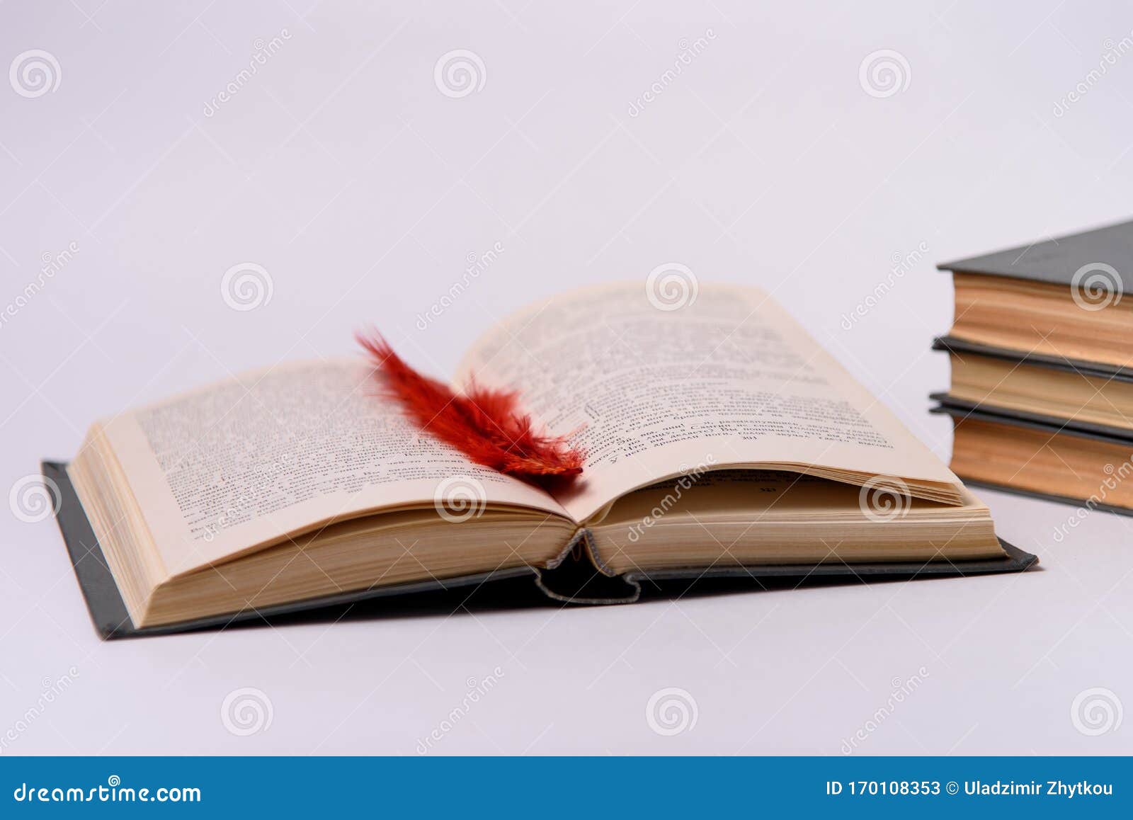 Open Book with a Bookmark on a White Background Stock Image - Image of ...
