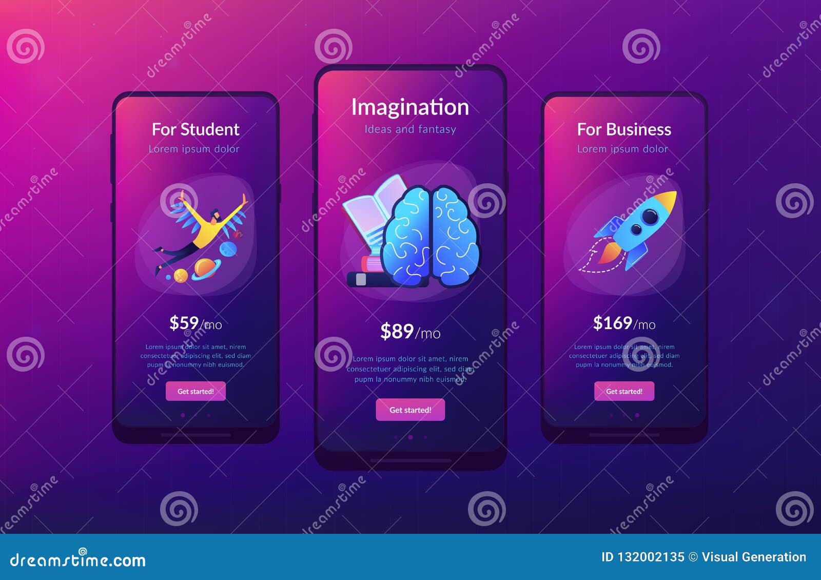 Imagination, Ideas and Fantasy App Interface Template. Stock Vector ...