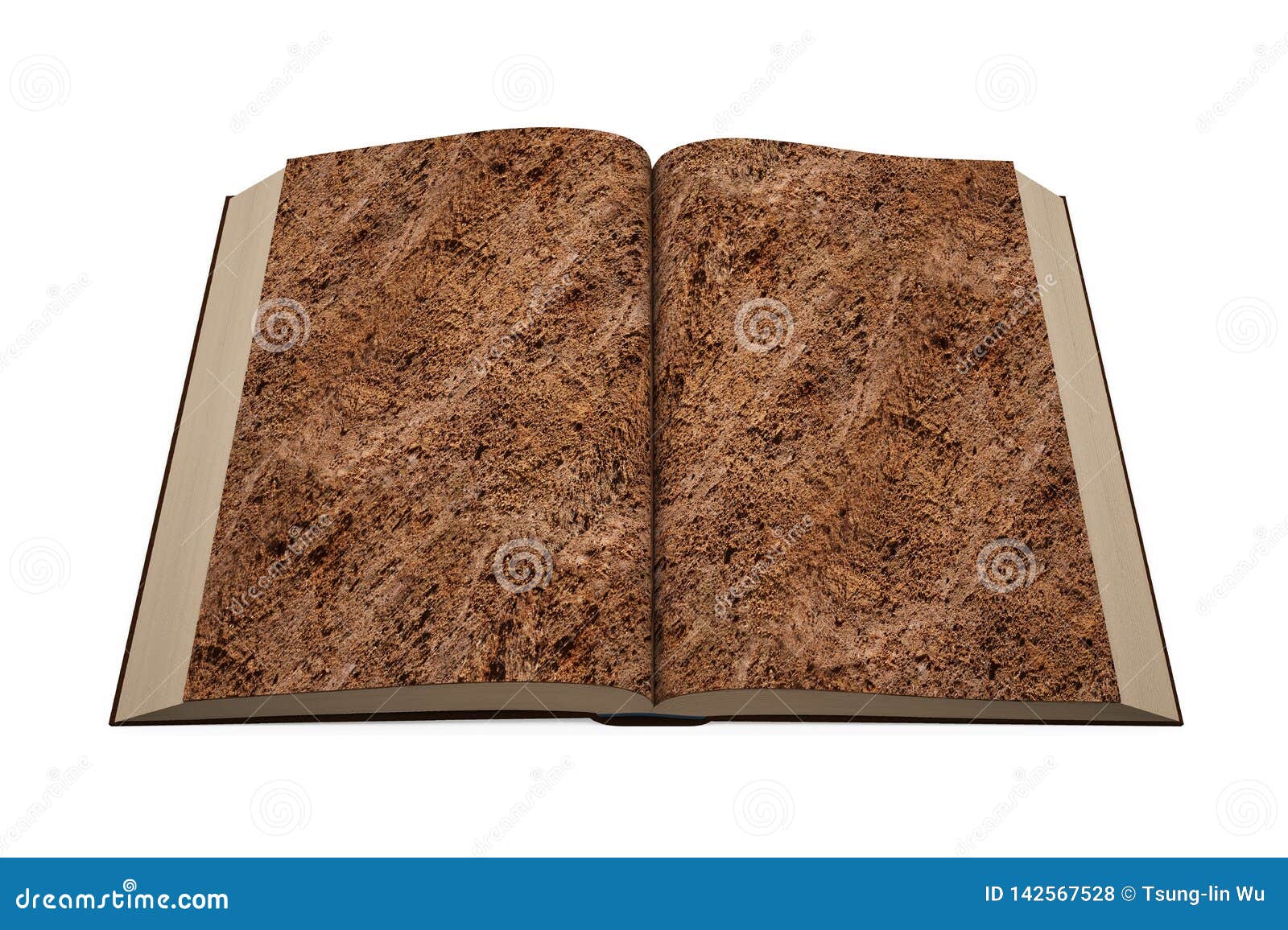Open Book of Brown Soil Texture Page. 3D Illustration Stock ...