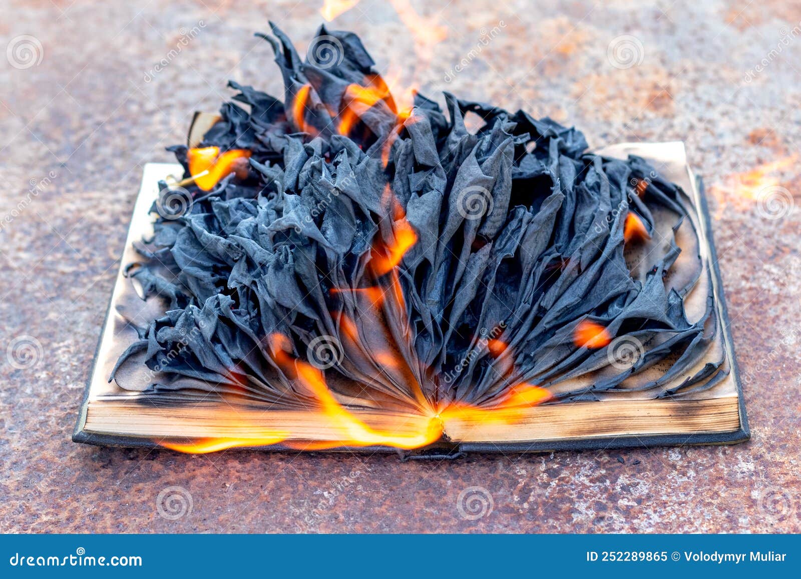 An Open Book is Burning, an Open Book with Charred Pages on Fire ...