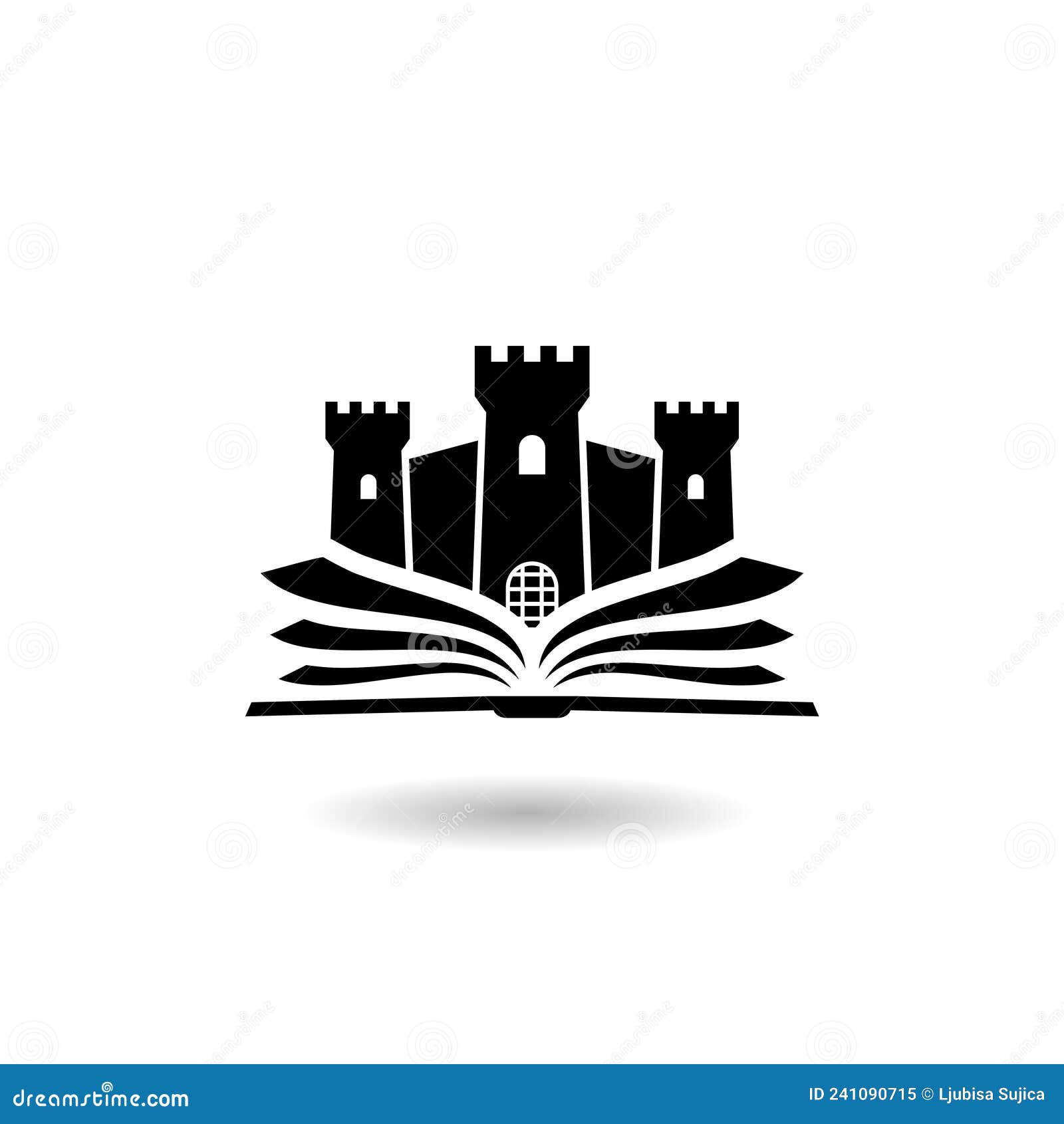 Open Book Castle Icon with Shadow Stock Vector - Illustration of ...