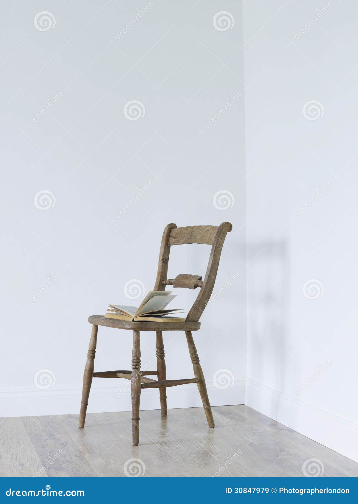 Open Book on Chair in Empty Room Corner Stock Image - Image of colour ...