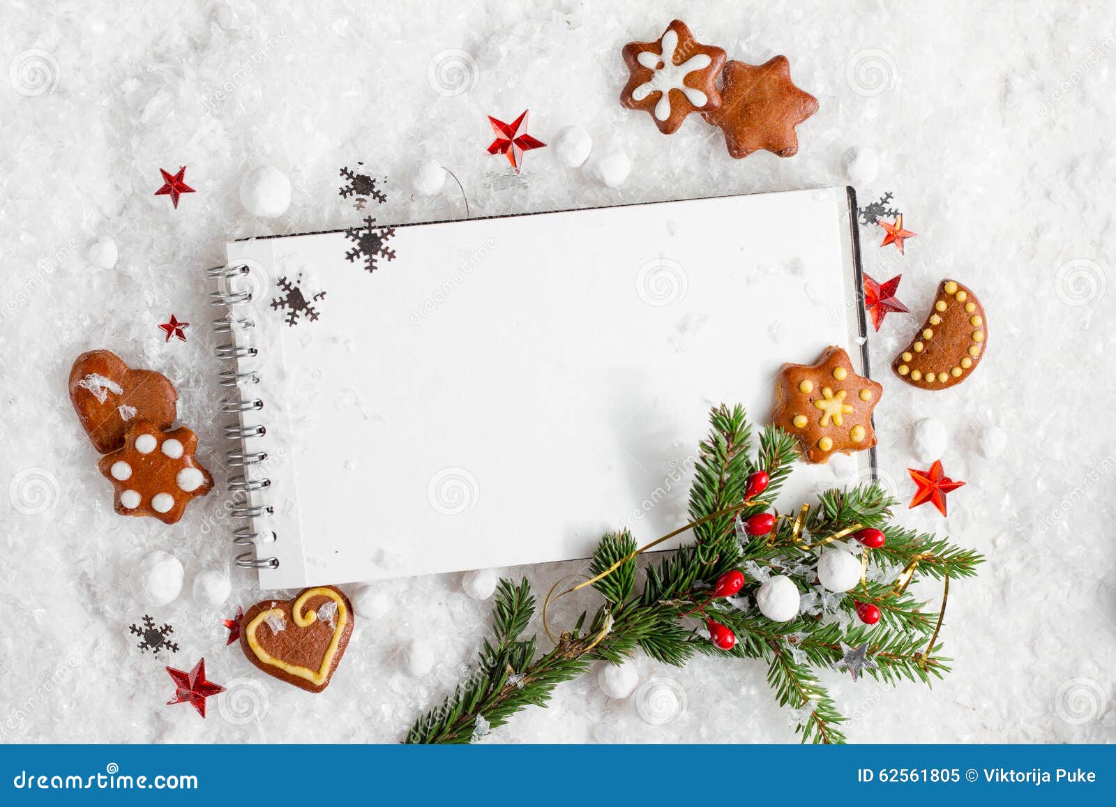 Open Book with Christmas Decoration Stock Image - Image of cookie ...