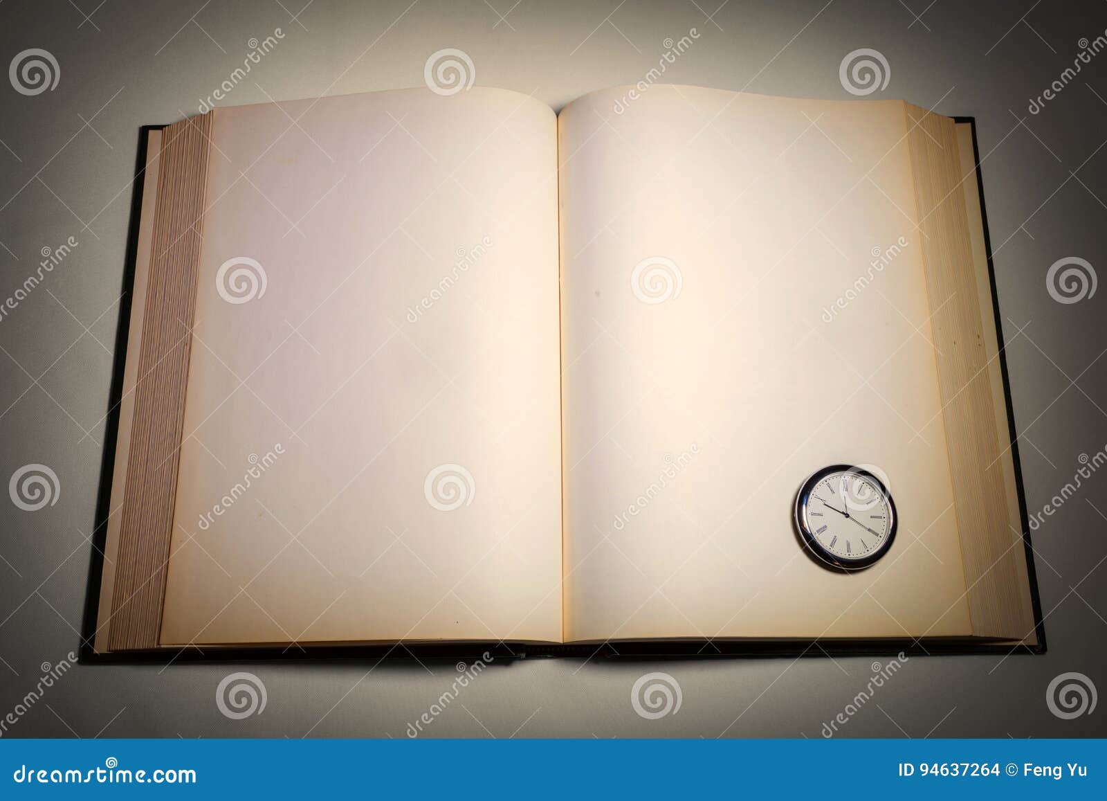 An open book and clock stock photo. Image of clock, book - 94637264