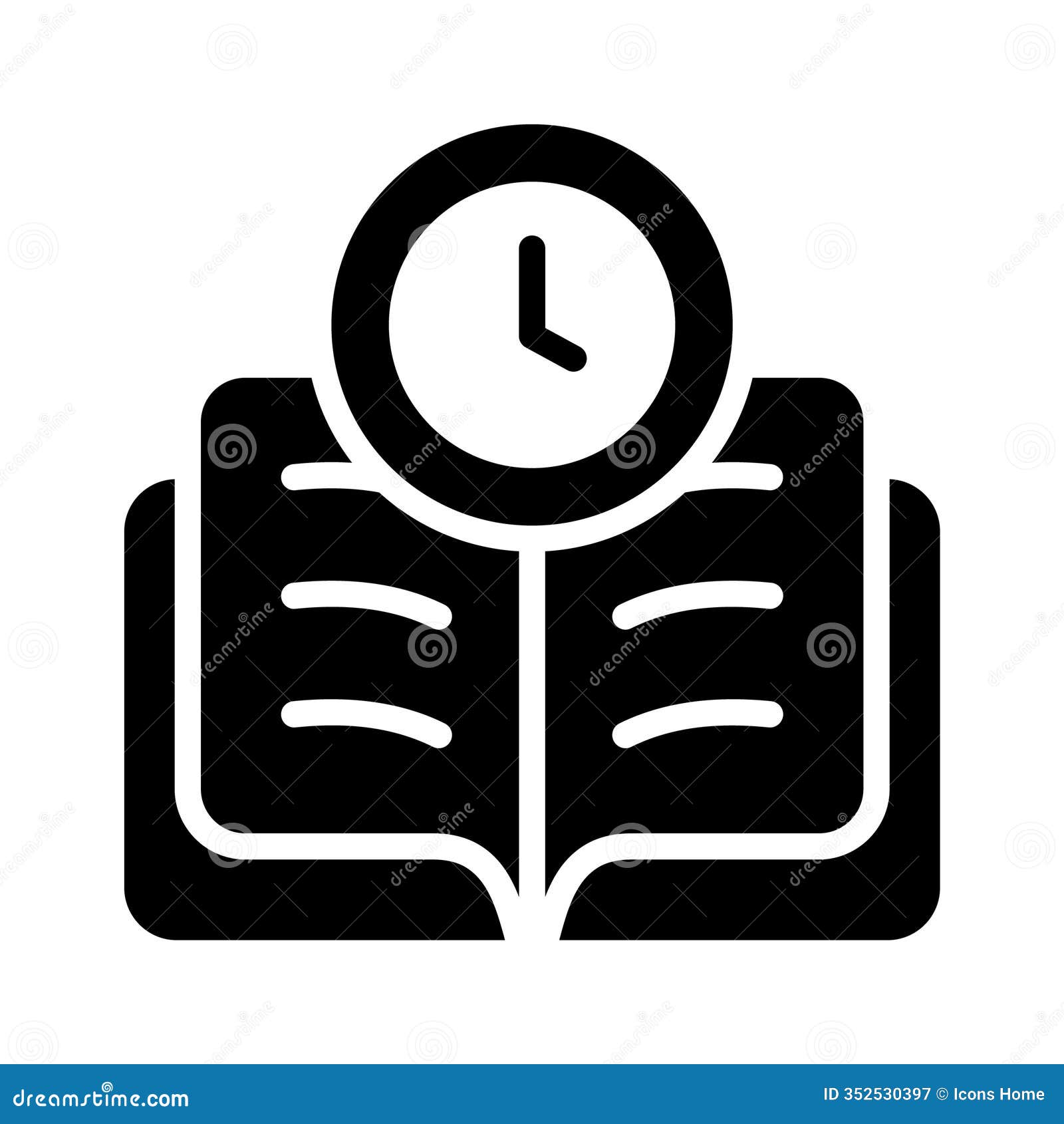 Open Book with a Clock Representing a Study Schedule Stock Illustration ...