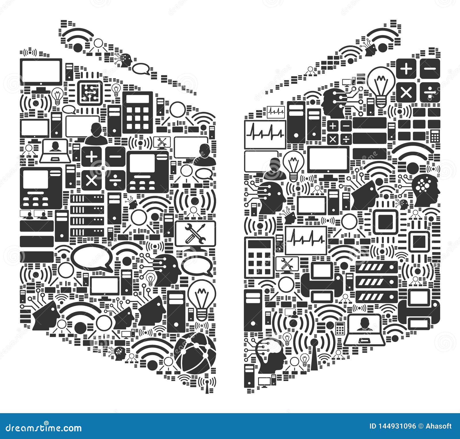 Open Book Collage Icon for BigData and Computing Stock Vector ...