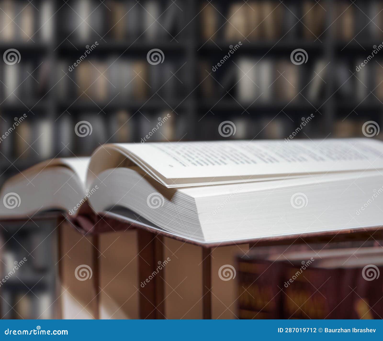 An Open Book in College Library, Copy Space Stock Photo - Image of ...