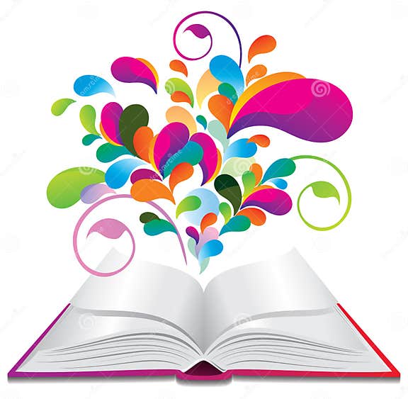 Open Book with Color Splash. Stock Vector - Illustration of page, color ...
