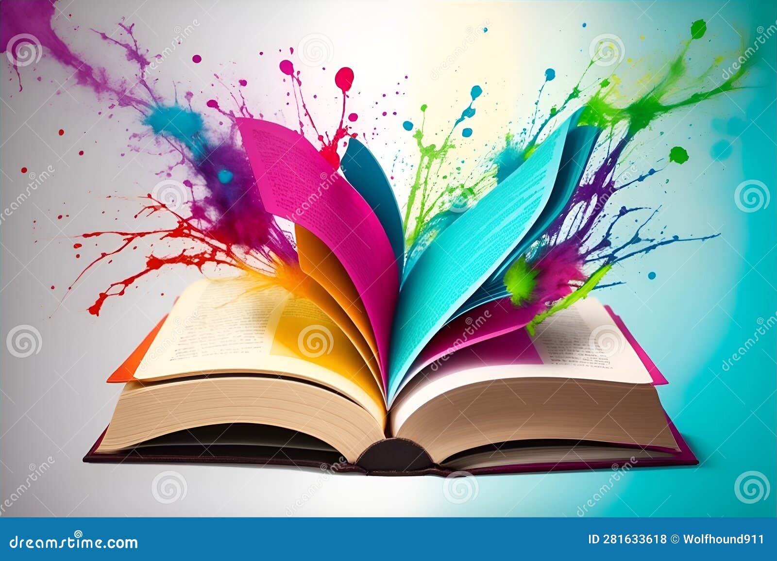 Open Book with Color Splash Creative Abstract Illustration. Generative ...