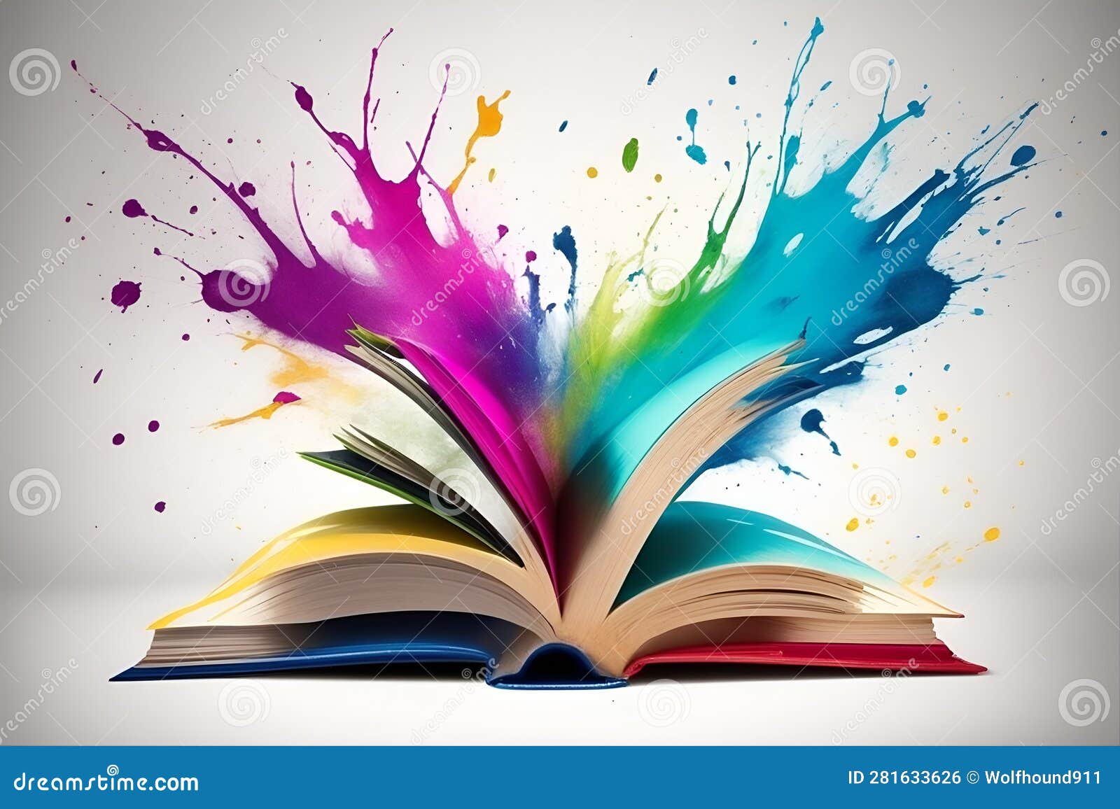Open Book with Color Splash Creative Abstract Illustration. Generative ...