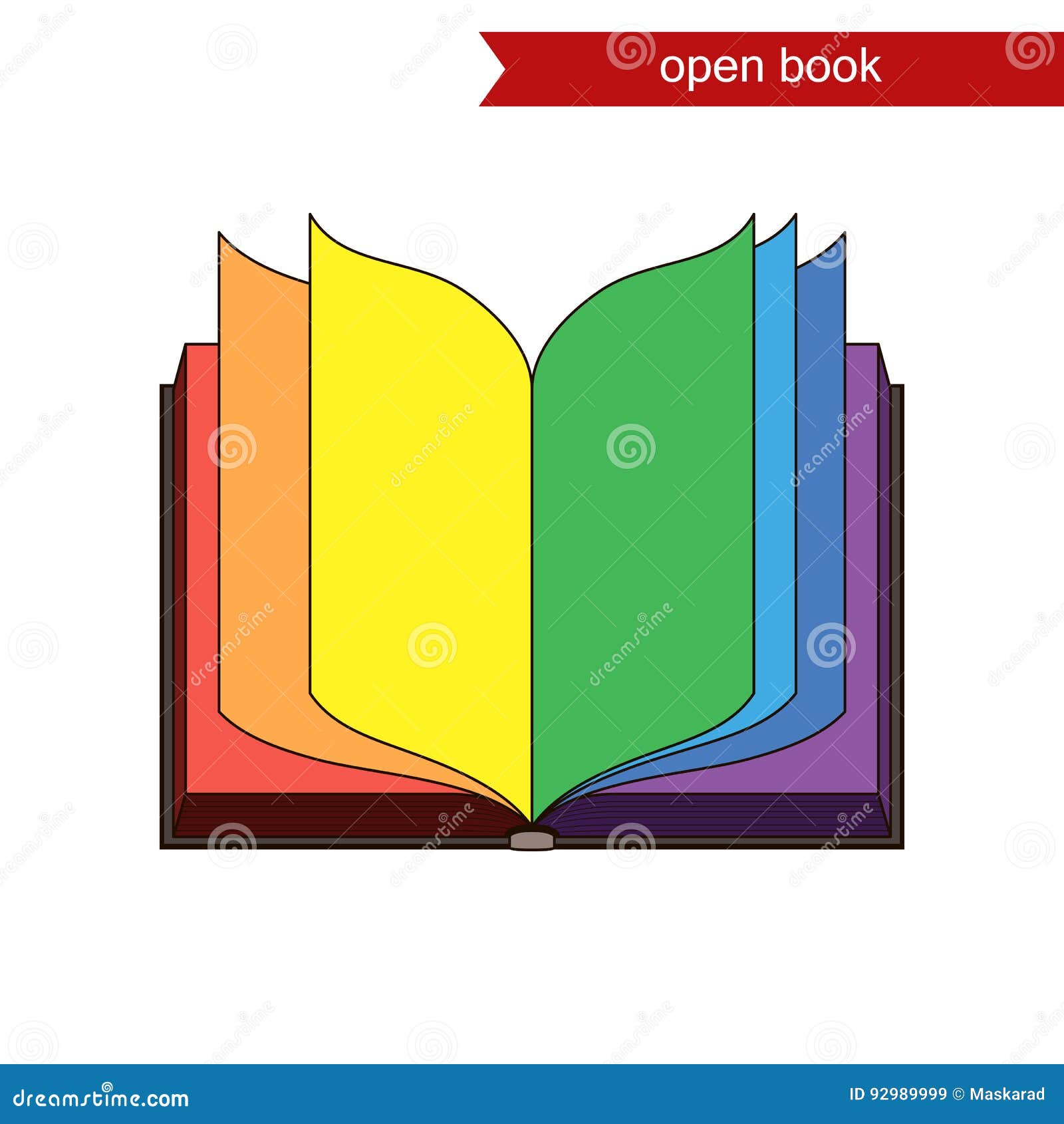Open Book With Colored Pages Icon Stock Illustration Illustration
