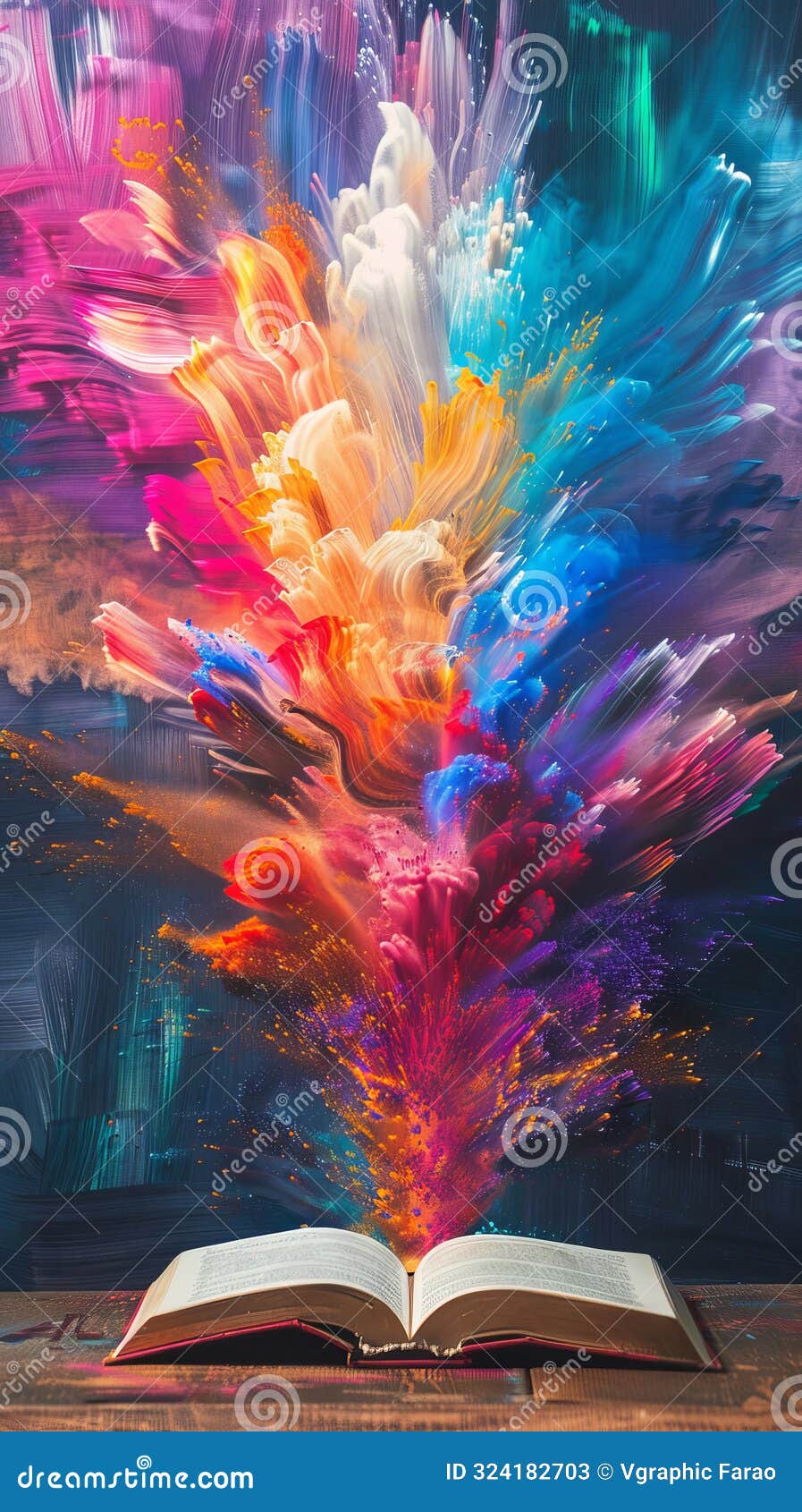Open Book with Colorful Abstract Paint Explosion Stock Image - Image of ...