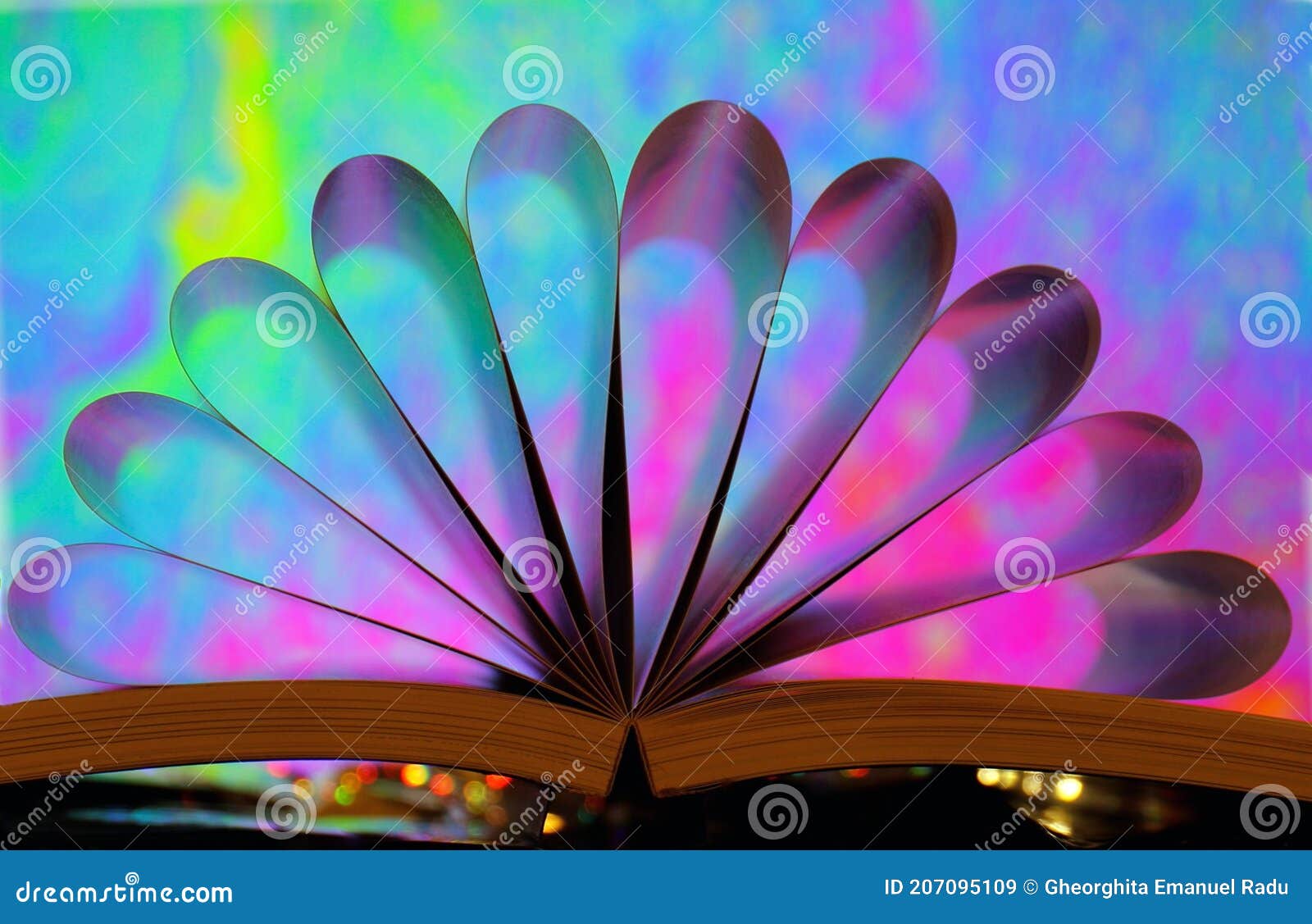Open Book with Colorful Background. Stock Image - Image of gradient ...