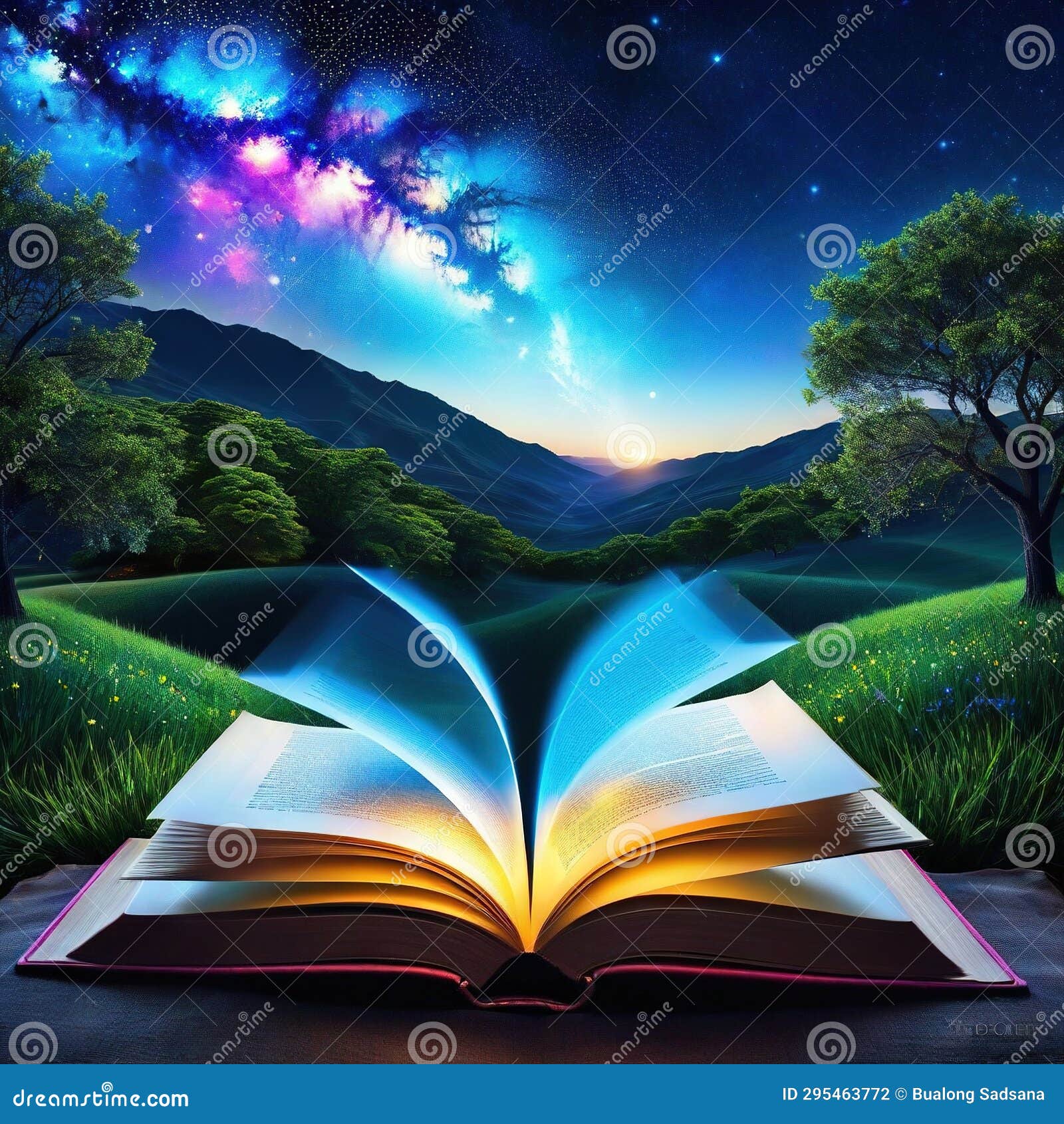 An Open Book with Colorful Design on Top of Stock Illustration ...
