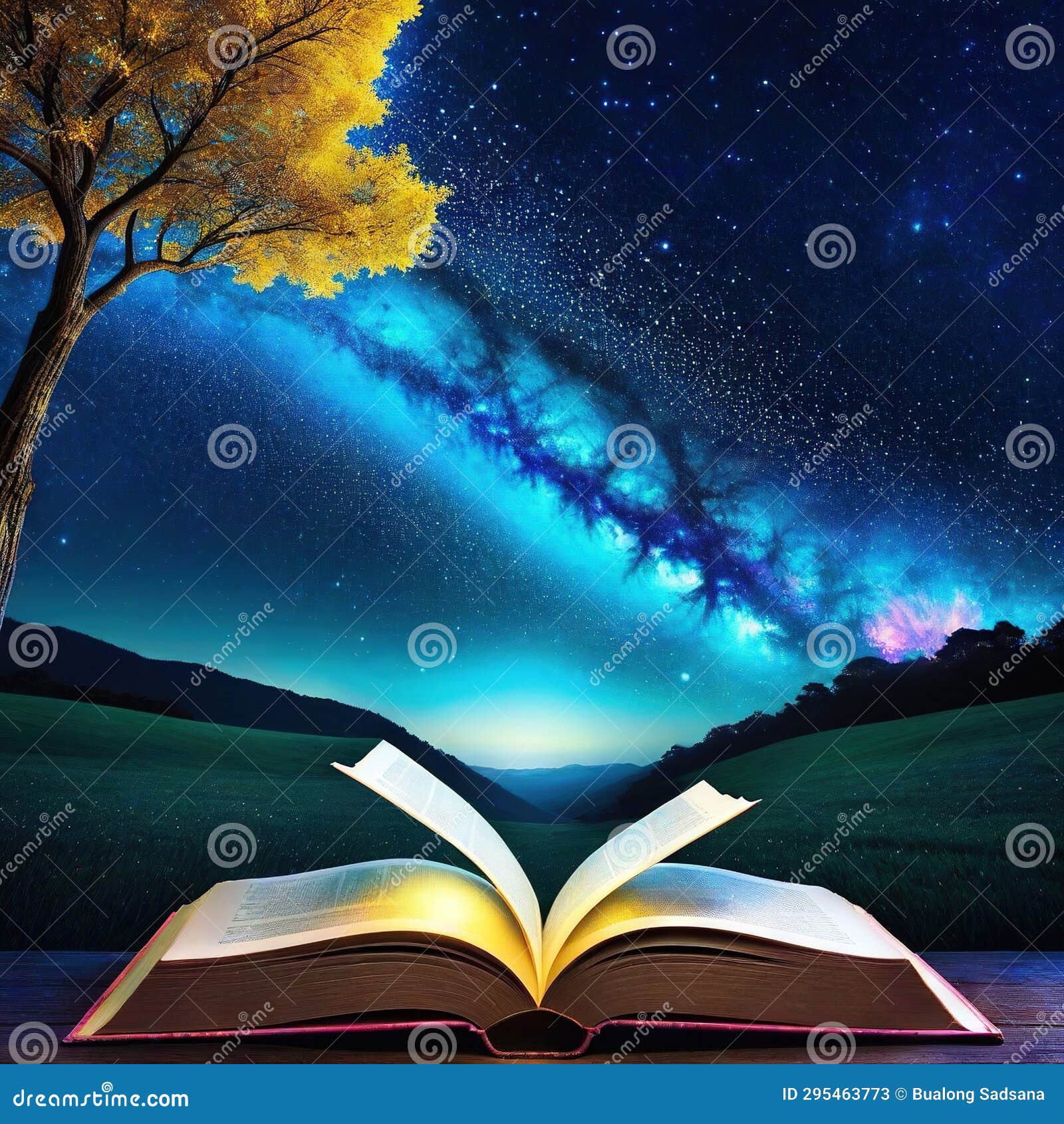 An Open Book with Colorful Design on Top of Stock Illustration ...