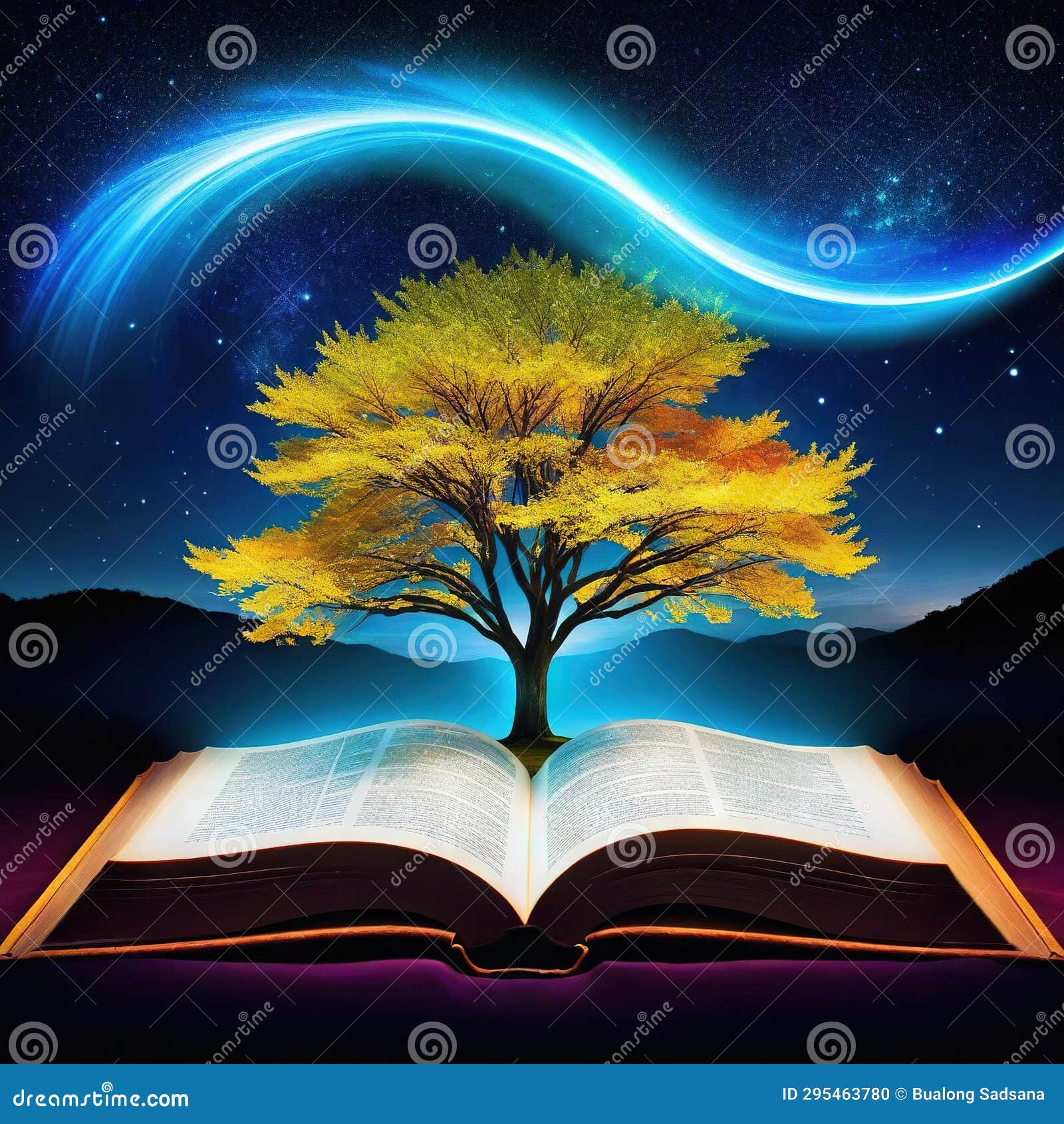 An Open Book with Colorful Design on Top of Stock Illustration ...