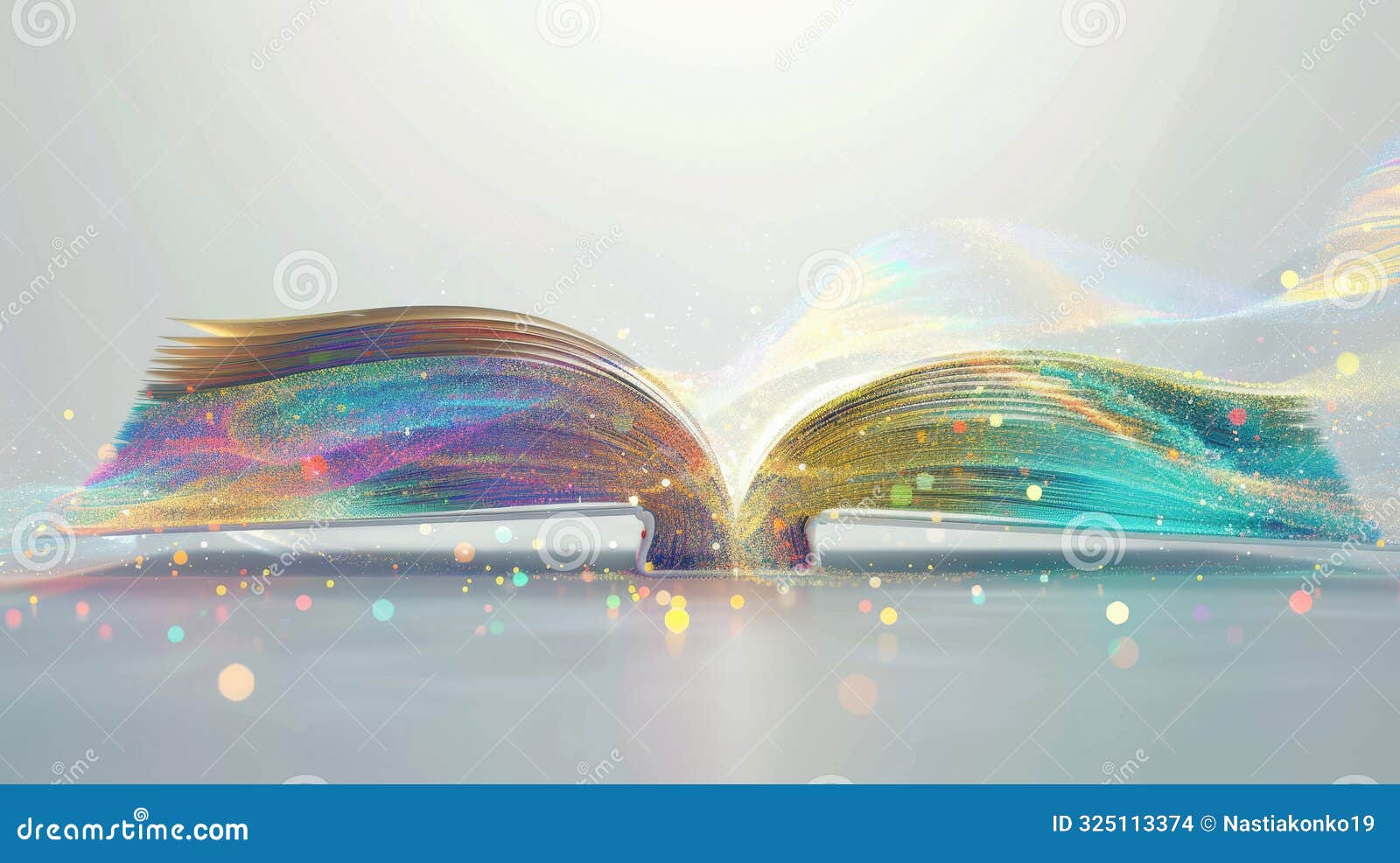 Open Book with Colorful Magical Light, Enchanting Concept Stock Photo ...
