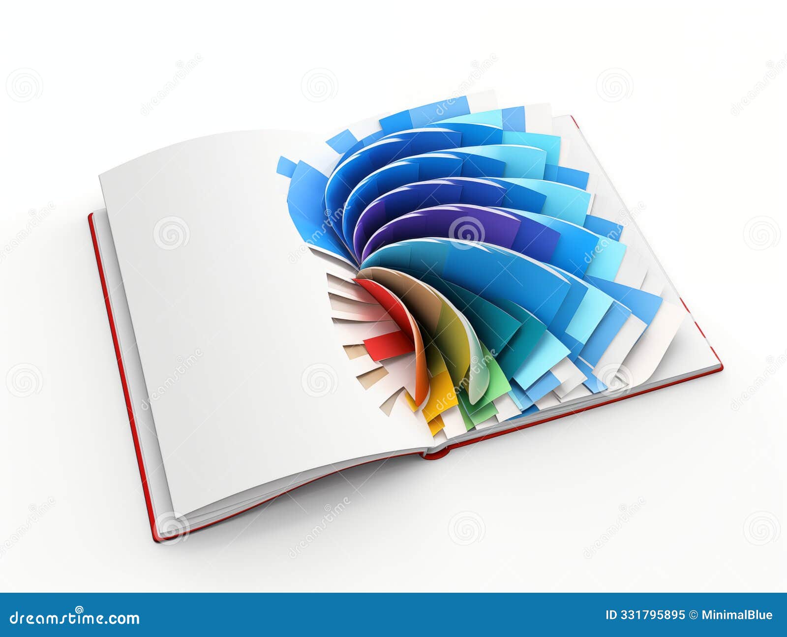 Open Book with Colorful Pages on White Background Stock Illustration ...