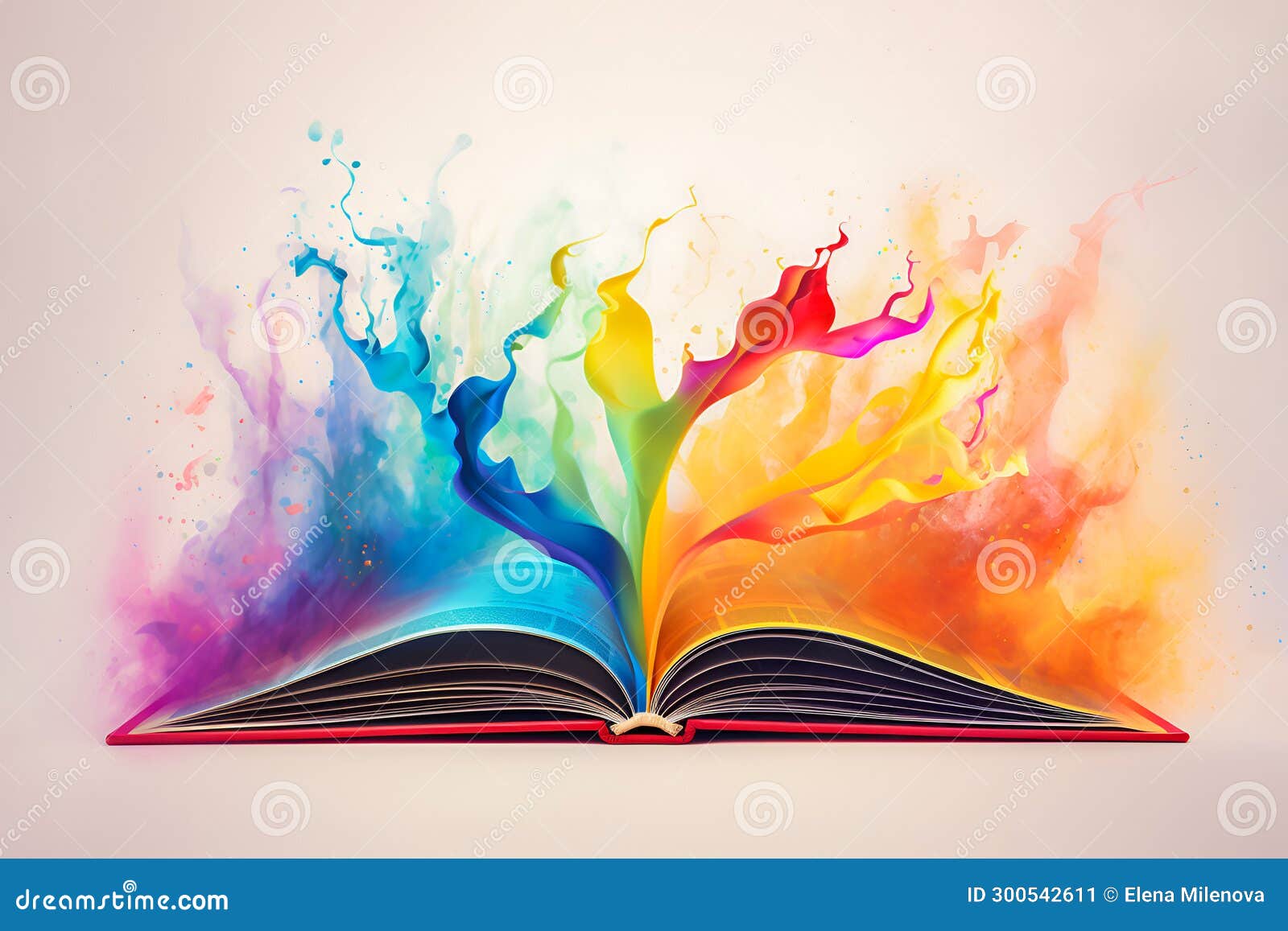 Open Book with Colorful Rainbow Paint Splashes Stock Image - Image of ...