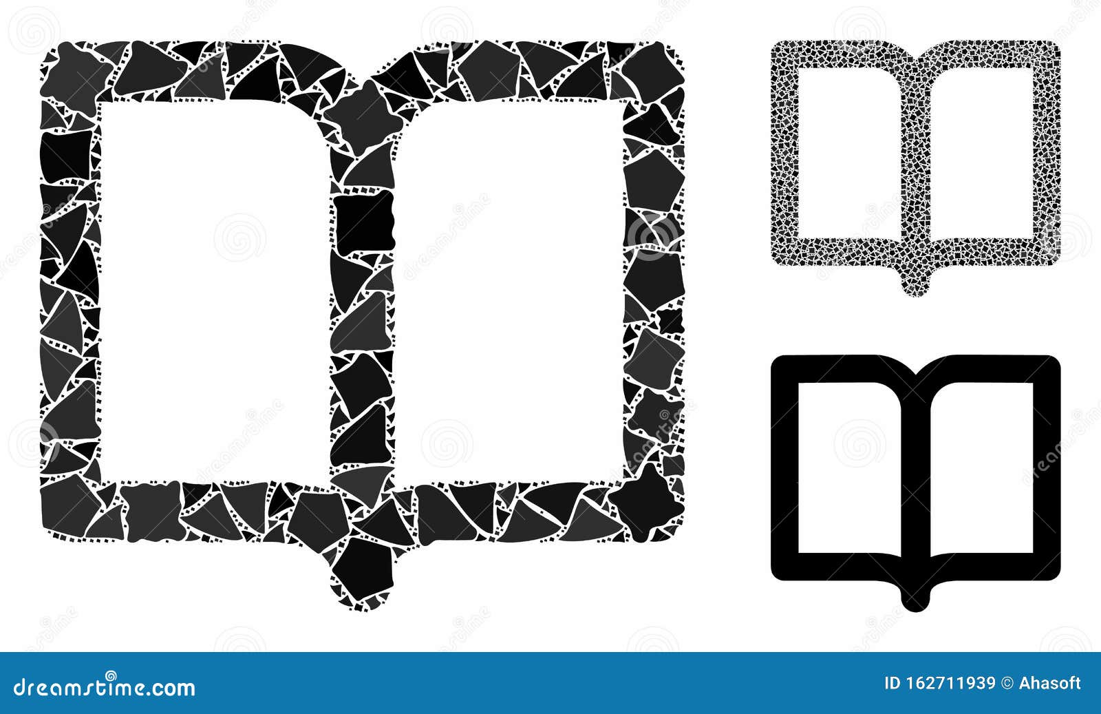 Open Book Composition Icon of Rugged Pieces Stock Illustration ...