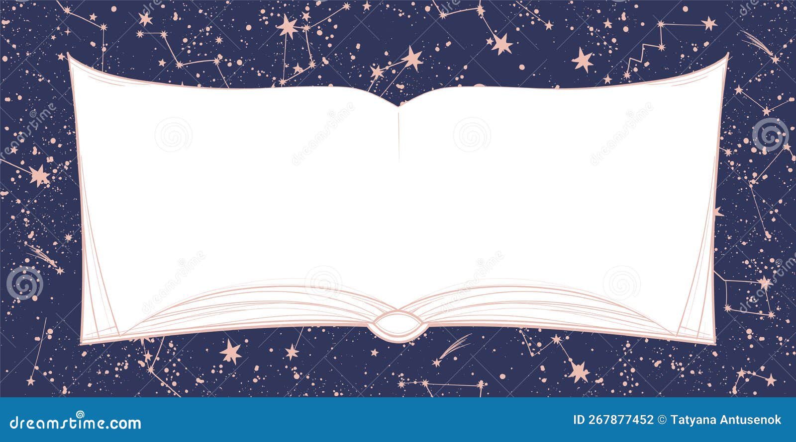 Open Book with Copy Space, Blue Sky Background with Constellations ...