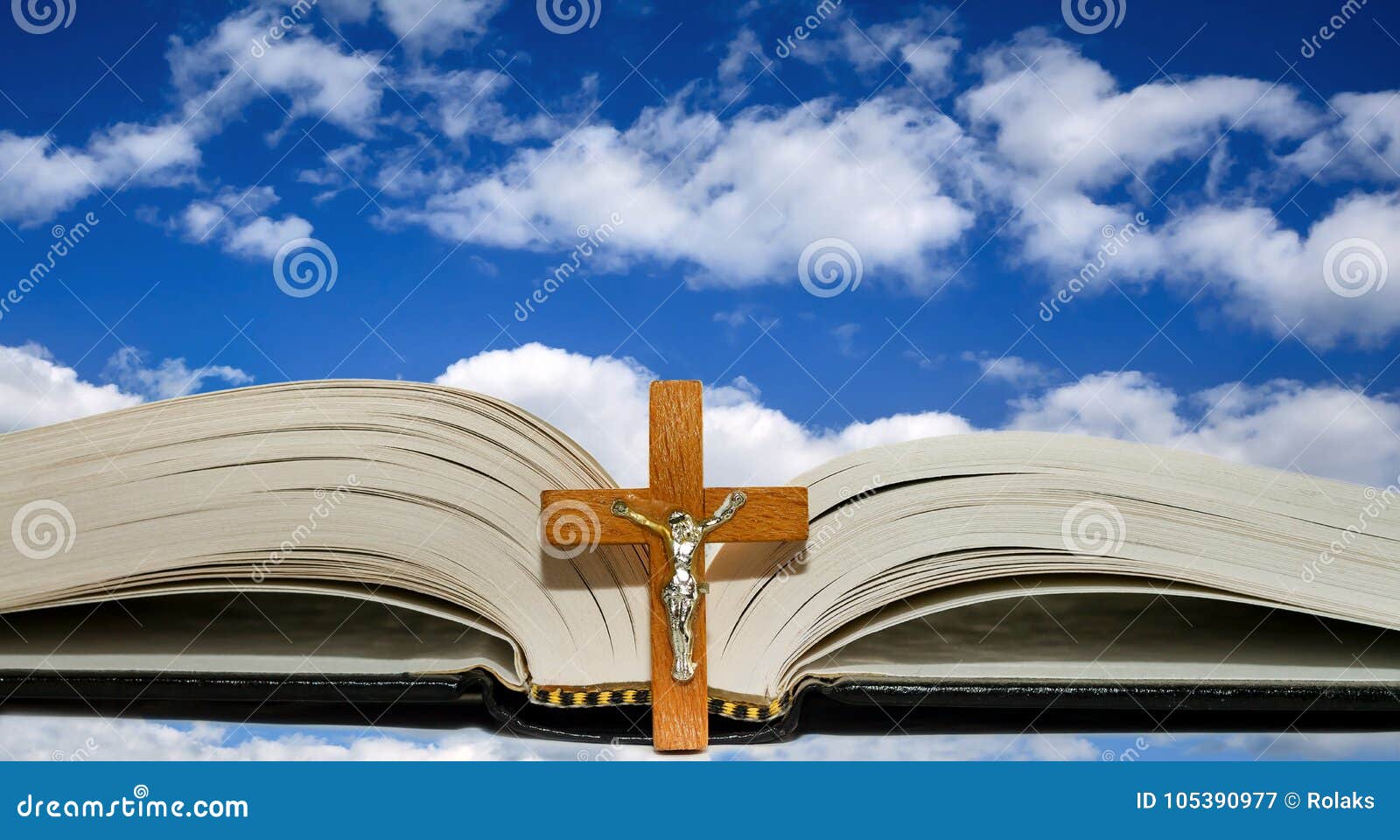 Open book and a cross stock image. Image of christianity - 105390977