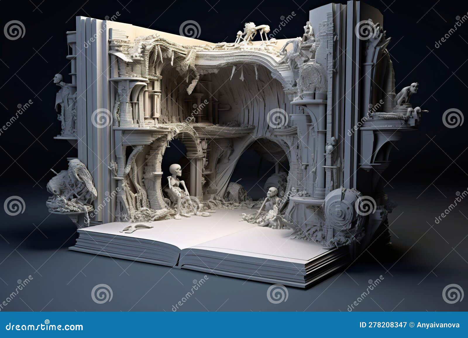 An Open Book with a Cut Out Scene Inside of it. Generative AI Image ...