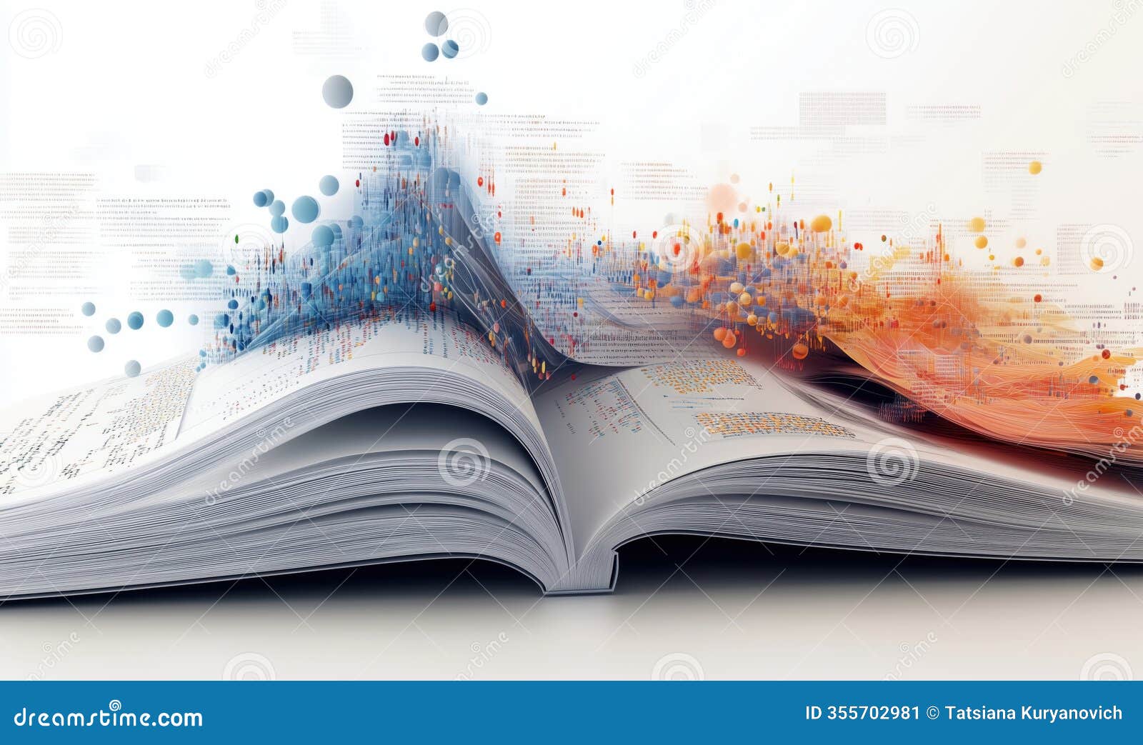 Open Book with Data Visualization, Colorful Abstract Patterns, Digital ...