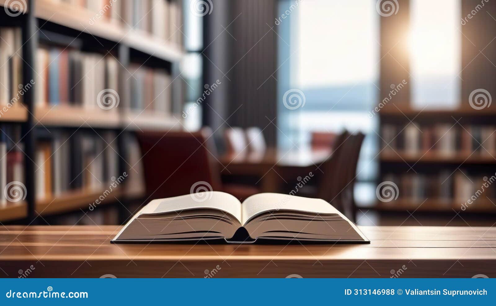 Open Book on Desk in Library Stock Photo - Image of university, stack ...