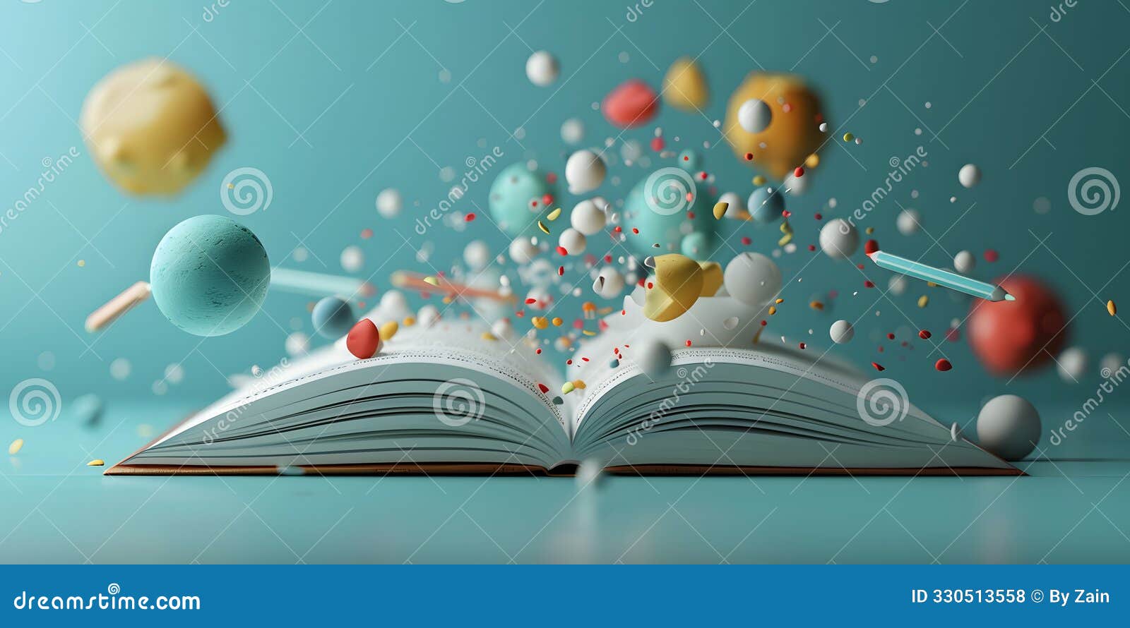 Open Book with Digital Icons and Multimedia Symbols Emerging, Concept ...