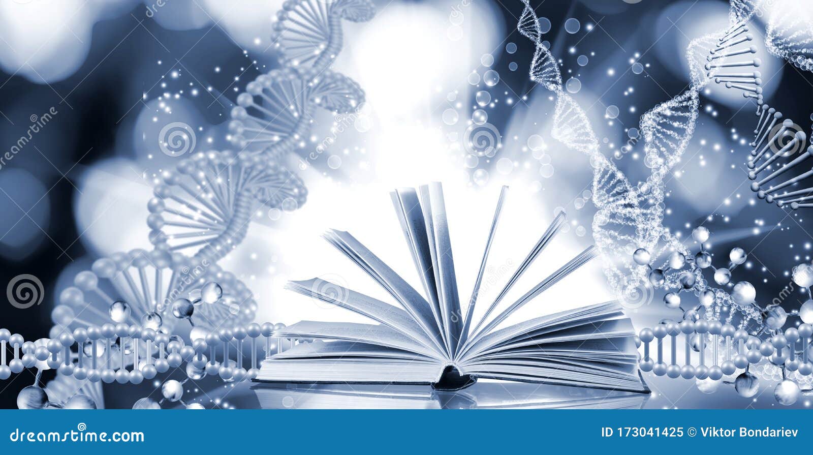 Open Book on DNA Genetic Chain Background Stock Illustration ...