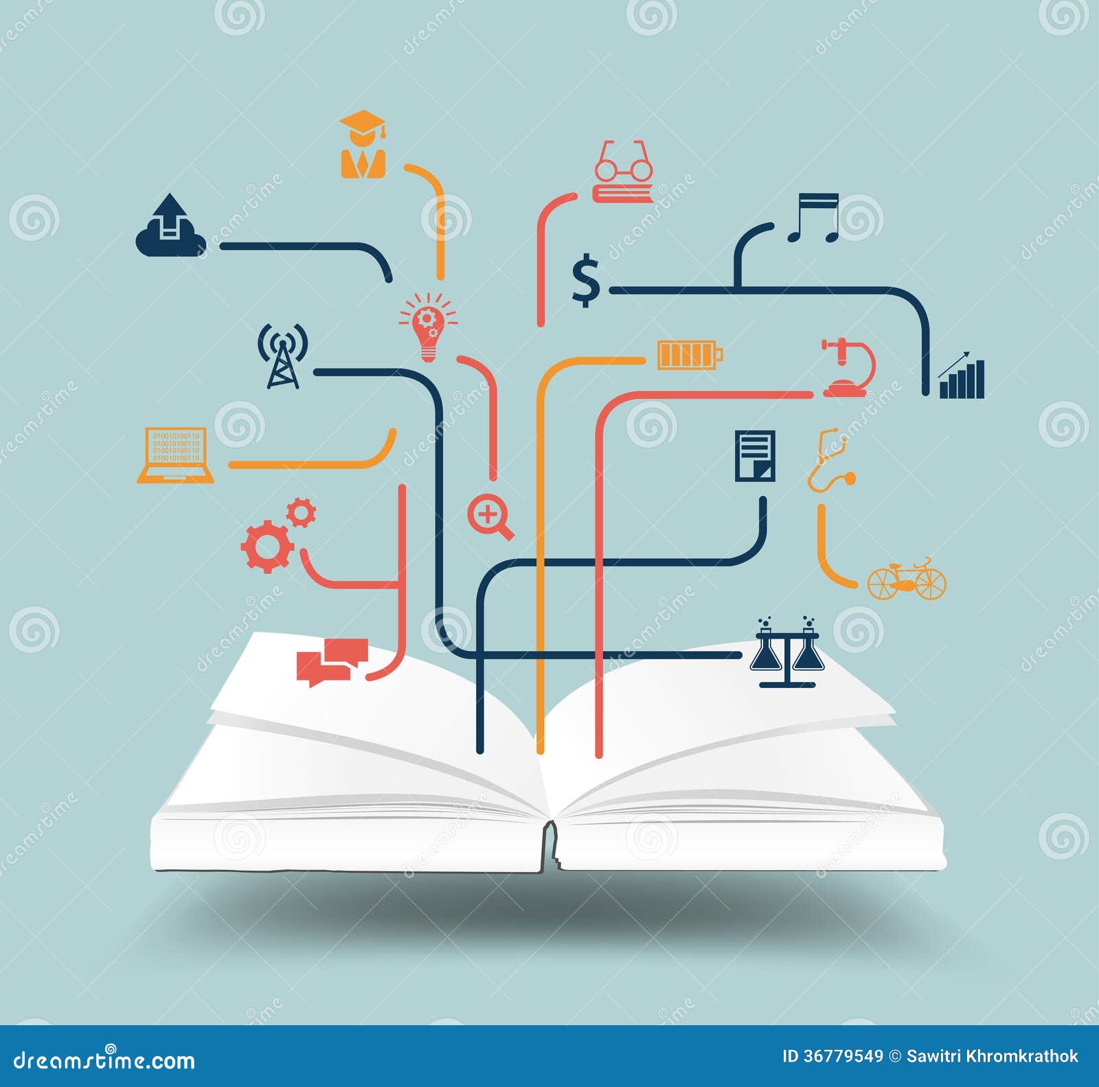 Open Book with Education Icon Idea Concept Stock Vector - Illustration ...