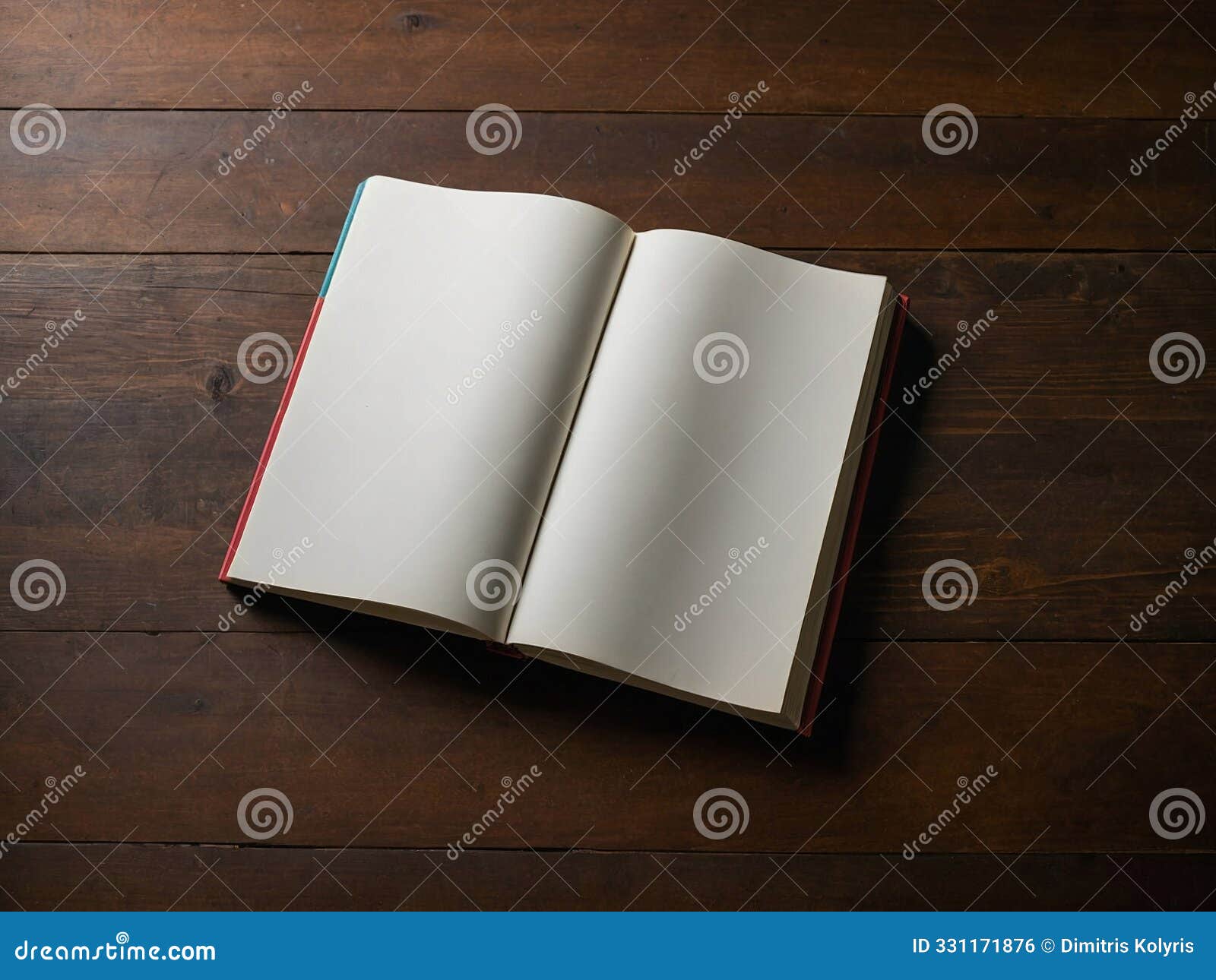 Open Book Empty White Pages on Wooden Table Design Element Background ...