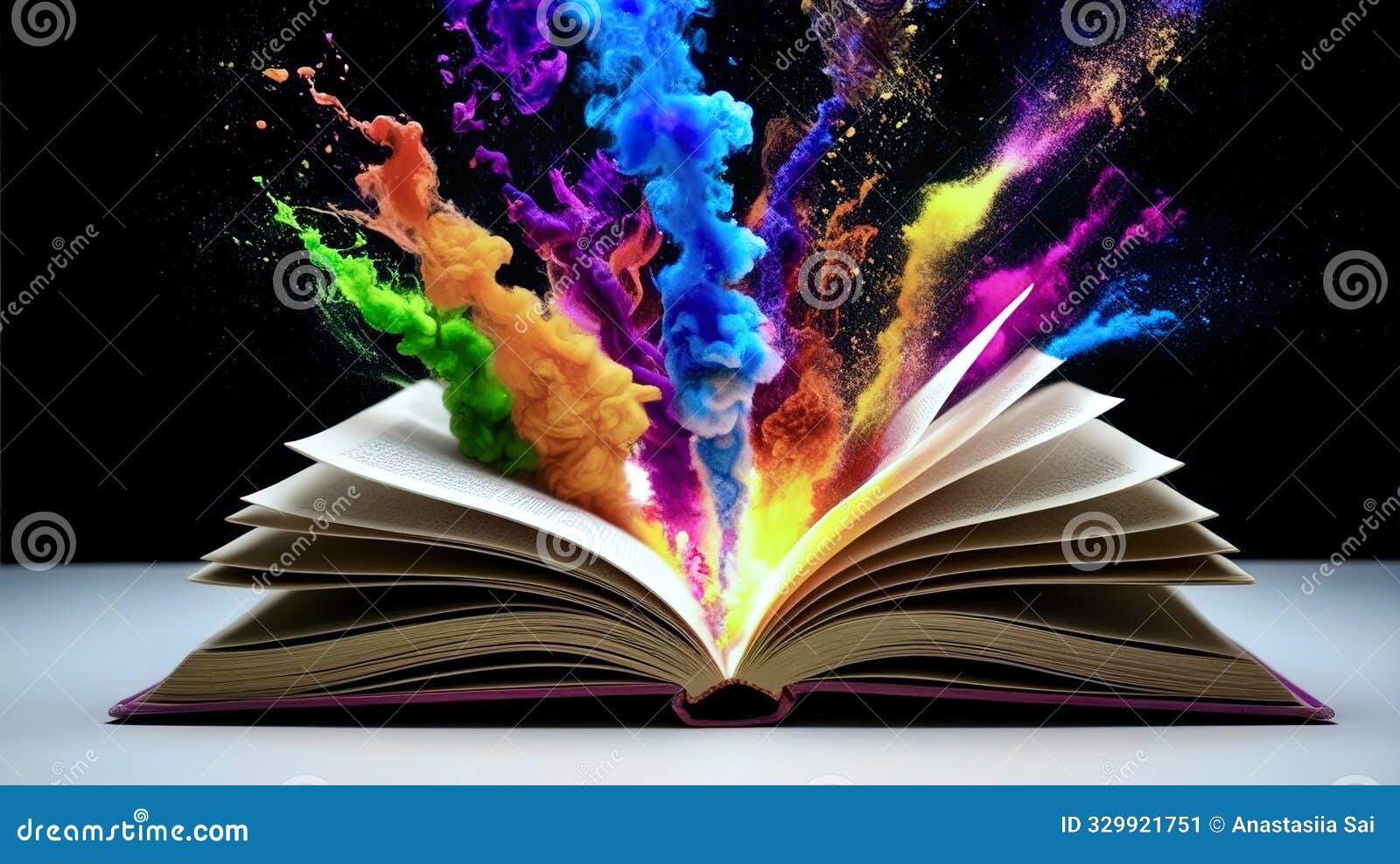An Open Book with Exploding Colors Stock Image - Image of textbook ...