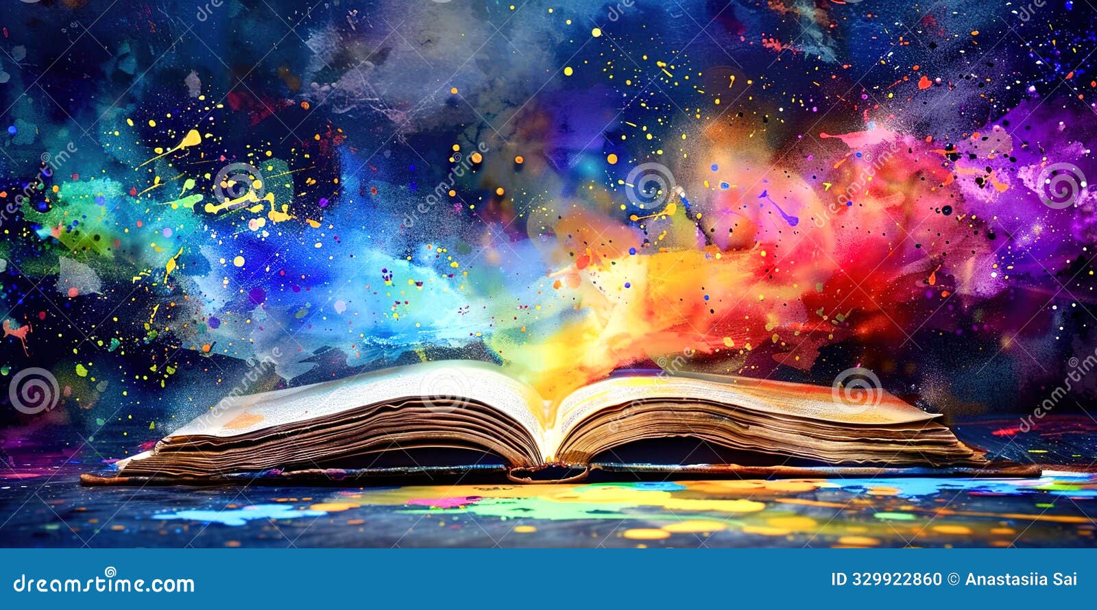 An Open Book with Exploding Colors Stock Photo - Image of levitation ...