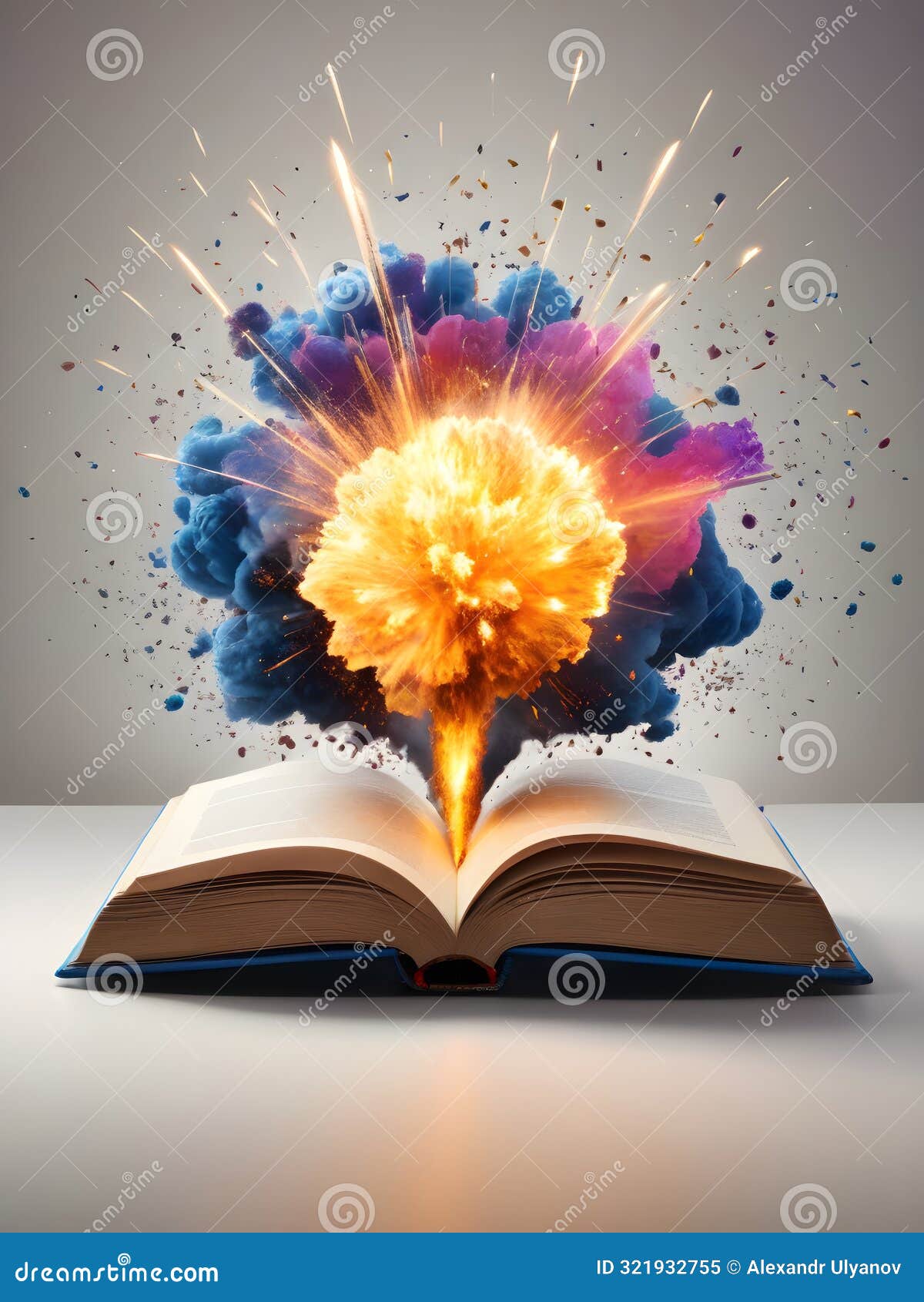 An Open Book with an Explosion of Knowledge Stock Illustration ...