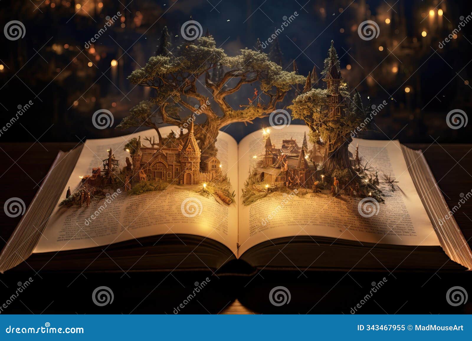 Open Book with Fairy Tale Castle on the Pages. Fairy Tale Concept Stock ...