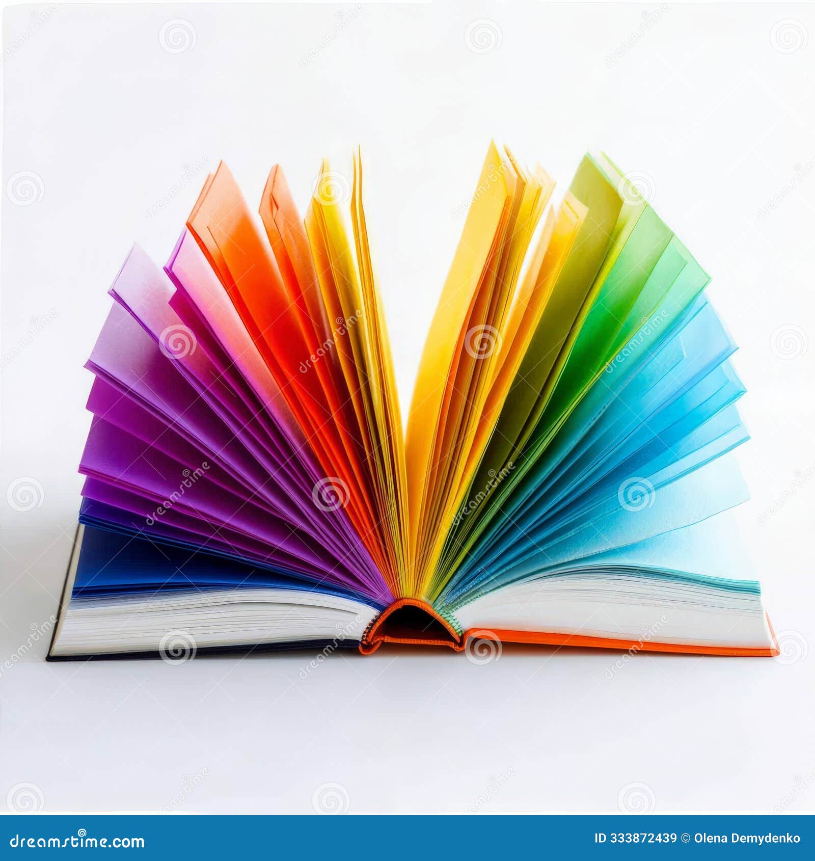 An Open Book is Fanned Out, Revealing an Array of Pages in Bright ...