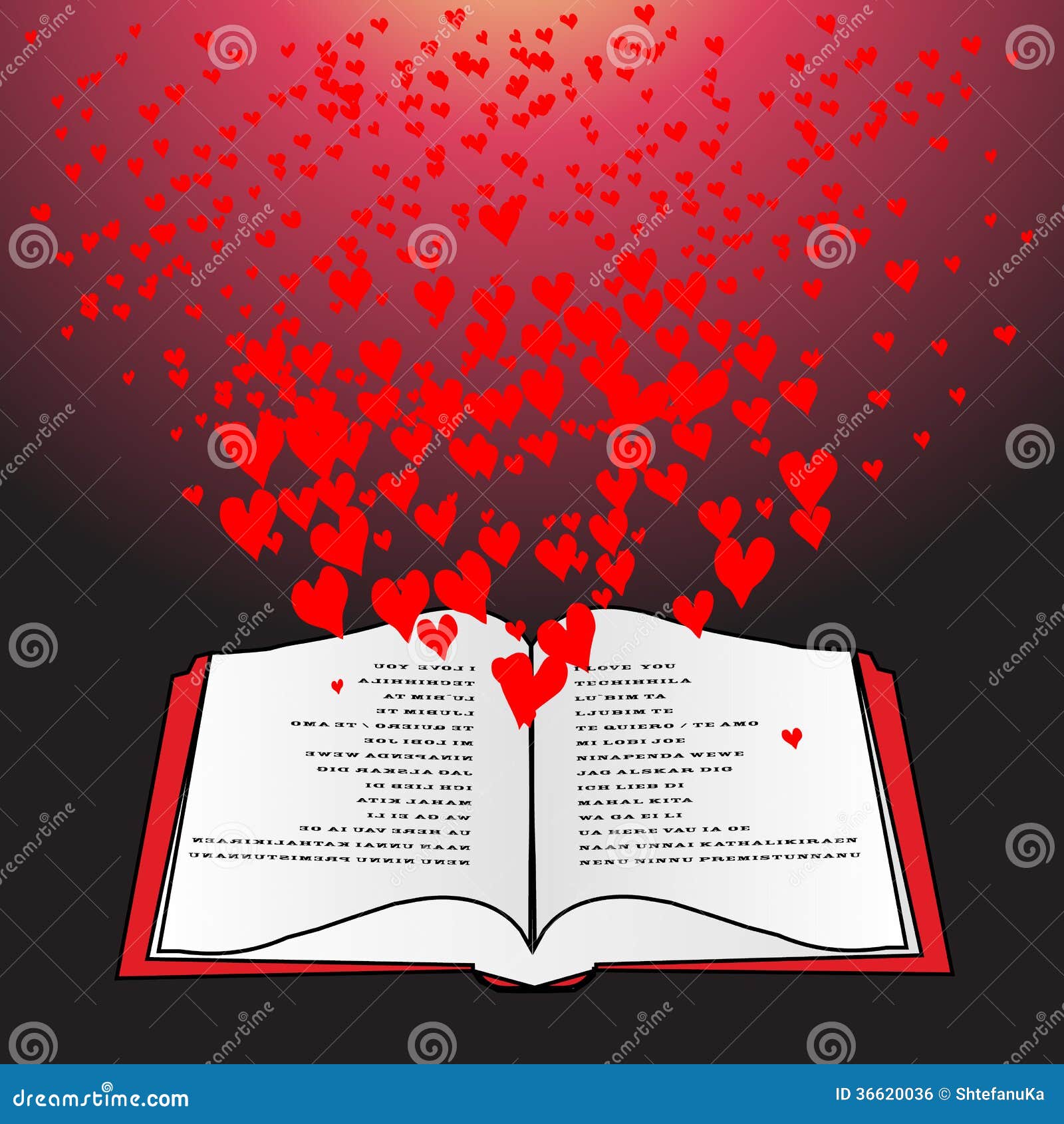 Open Book with Flying Hearts Stock Vector - Illustration of learn ...