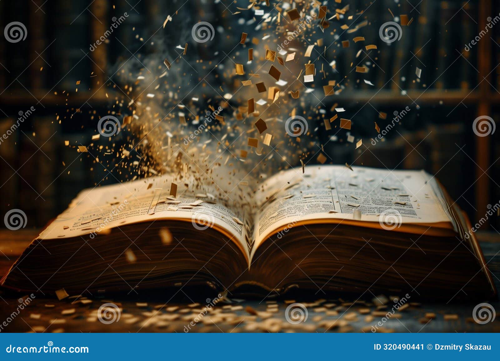 Open Book with Flying Page stock image. Image of wisdom - 320490441