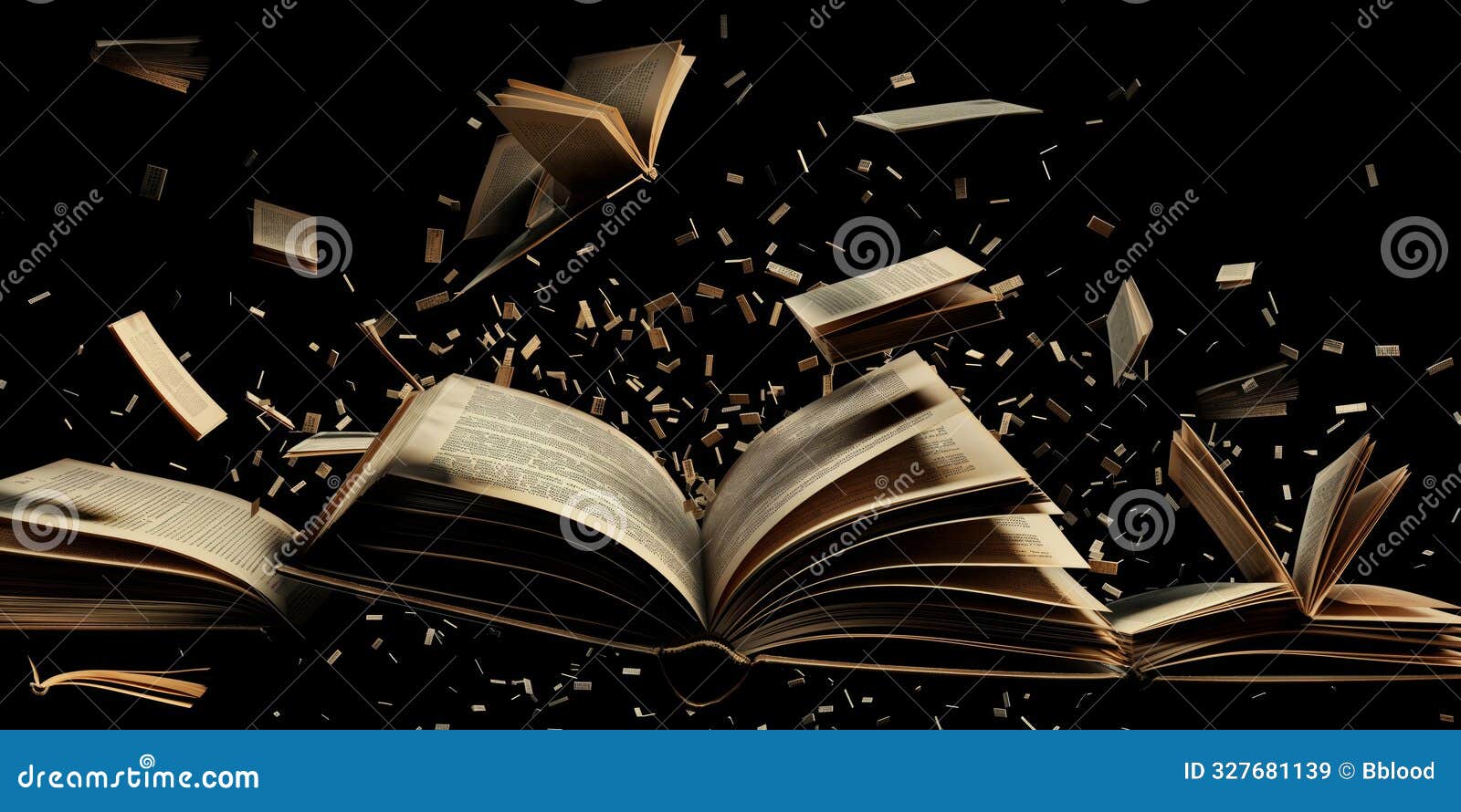 Open Book with Flying Pages Stock Image - Image of flying, school ...