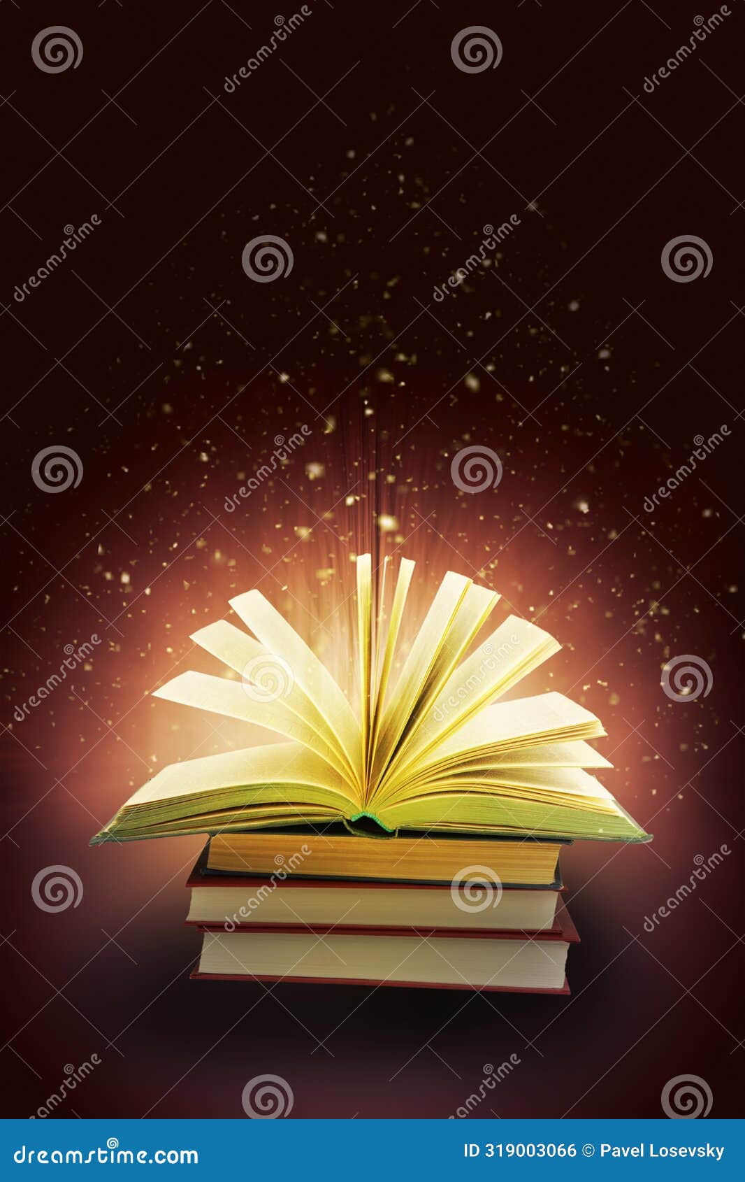 Open Book and Flying Particles and Rays, Stock Photo - Image of book ...