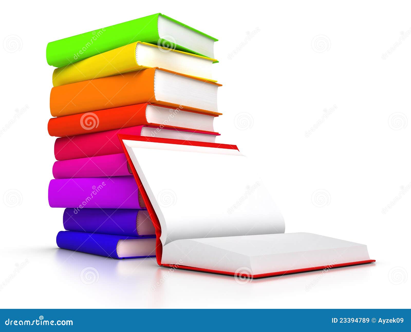 Open Book Front of Stack of Books Stock Illustration - Illustration of ...