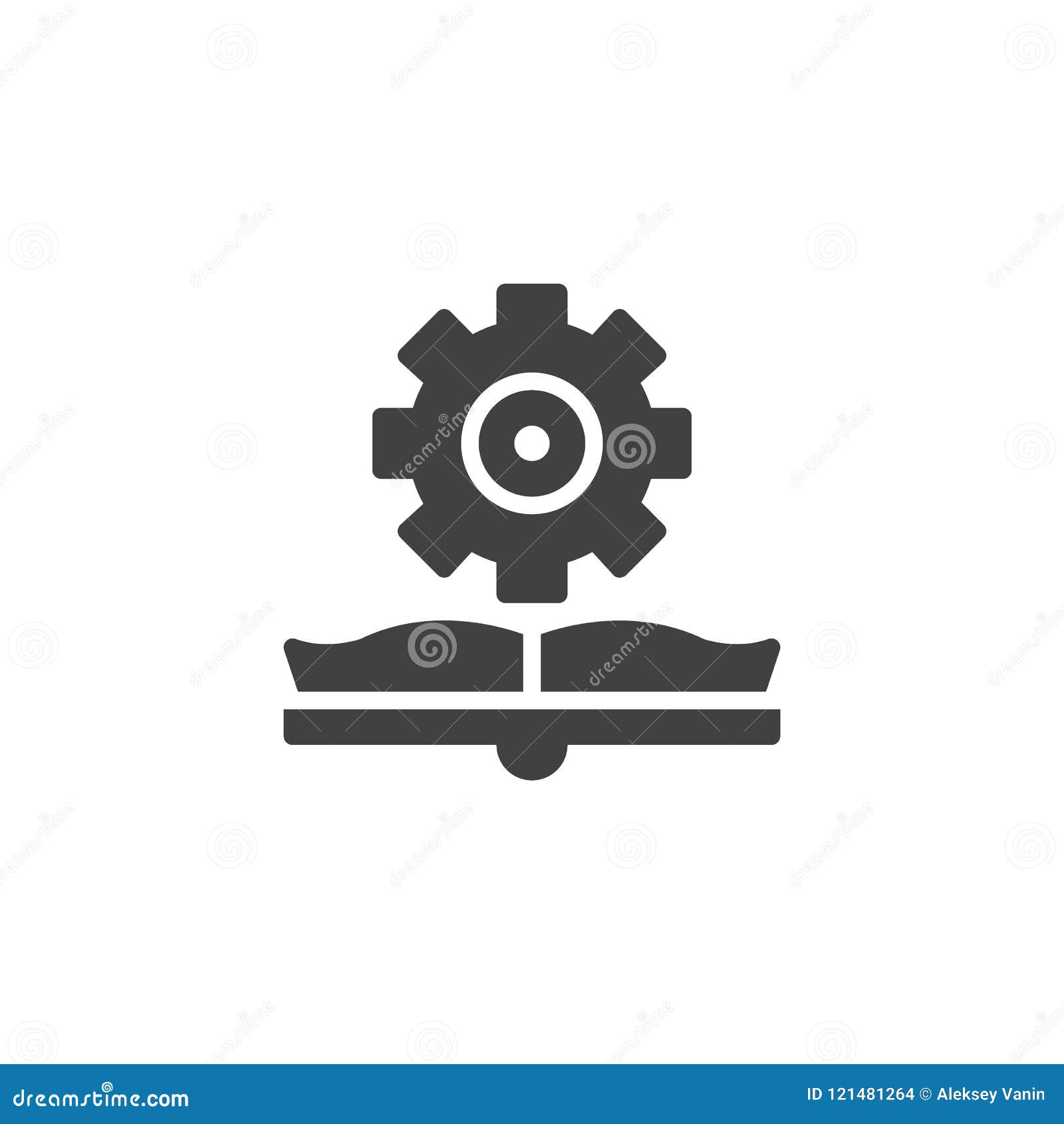 Open Book and Gear Vector Icon Stock Vector - Illustration of pictogram ...