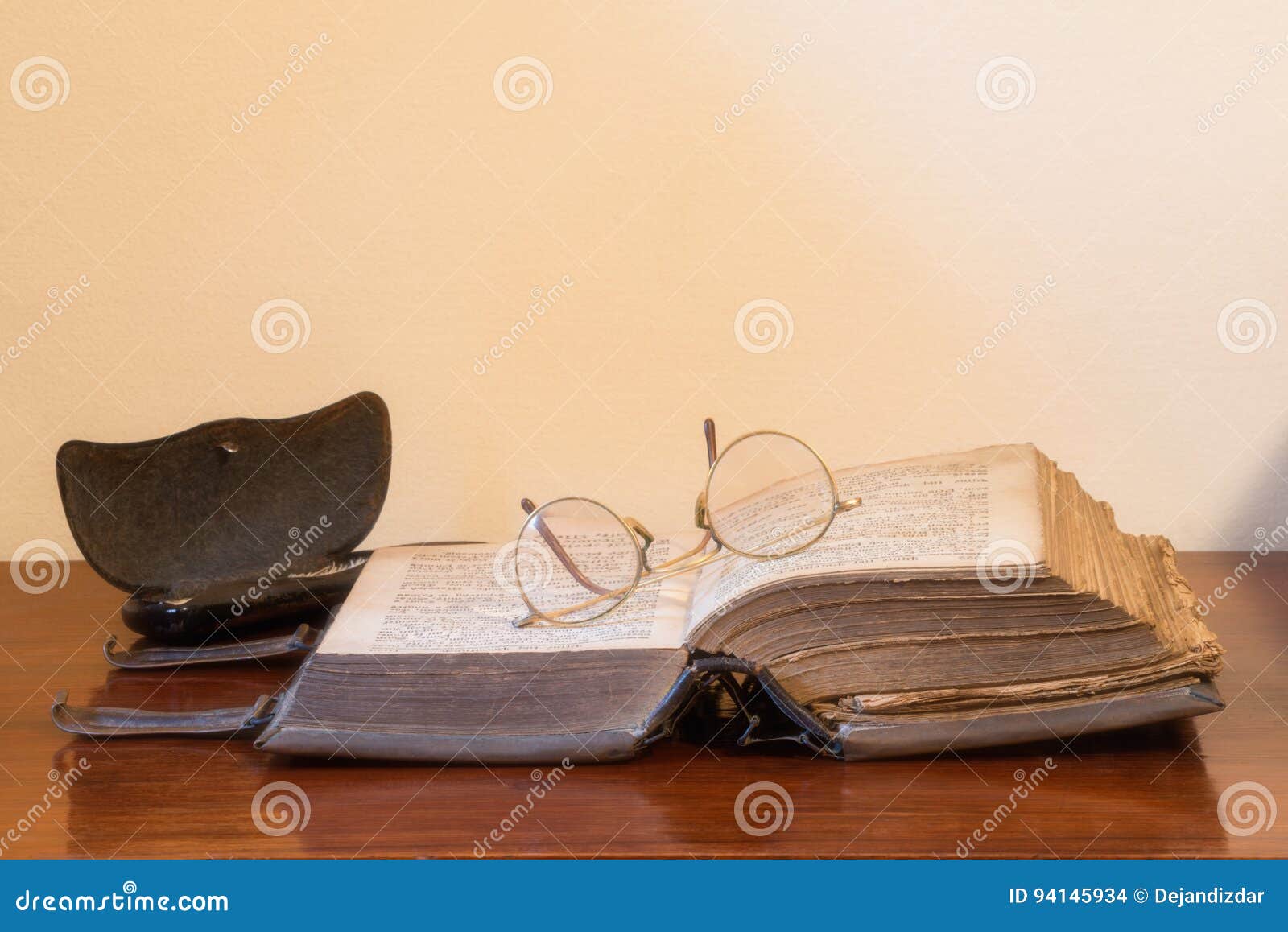 Open book with glasses stock photo. Image of printed - 94145934