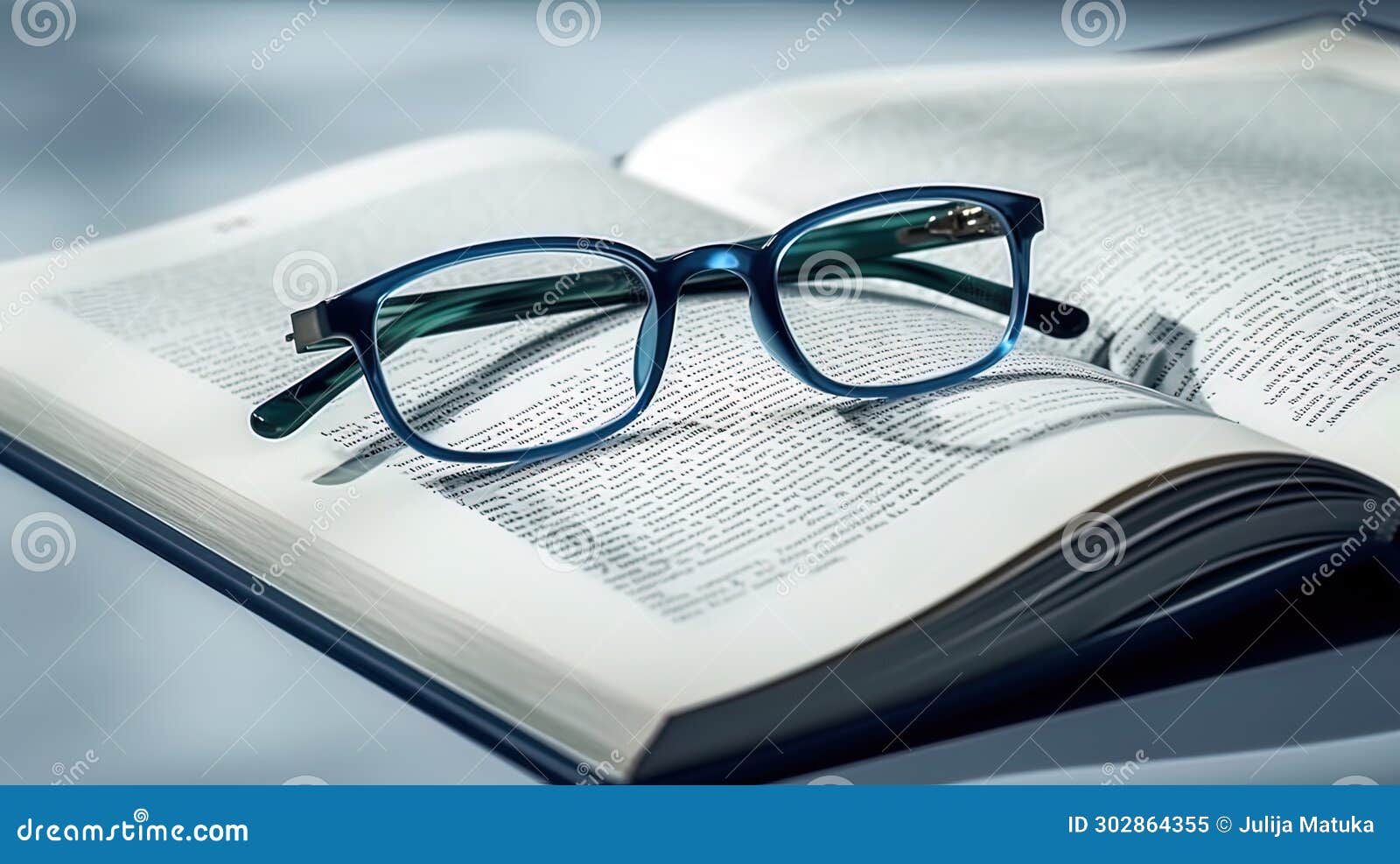 An Open Book and Glasses Lying on a White Surface Stock Illustration ...