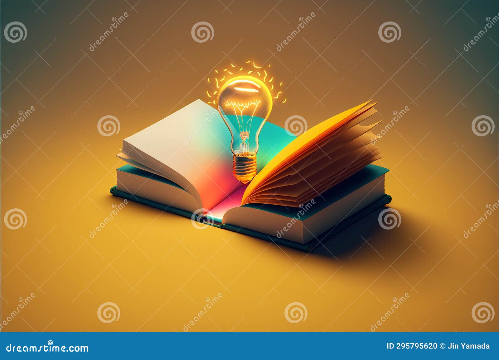 Open Book with Glowing Lightbulb on Top, 3d Illustration Stock ...
