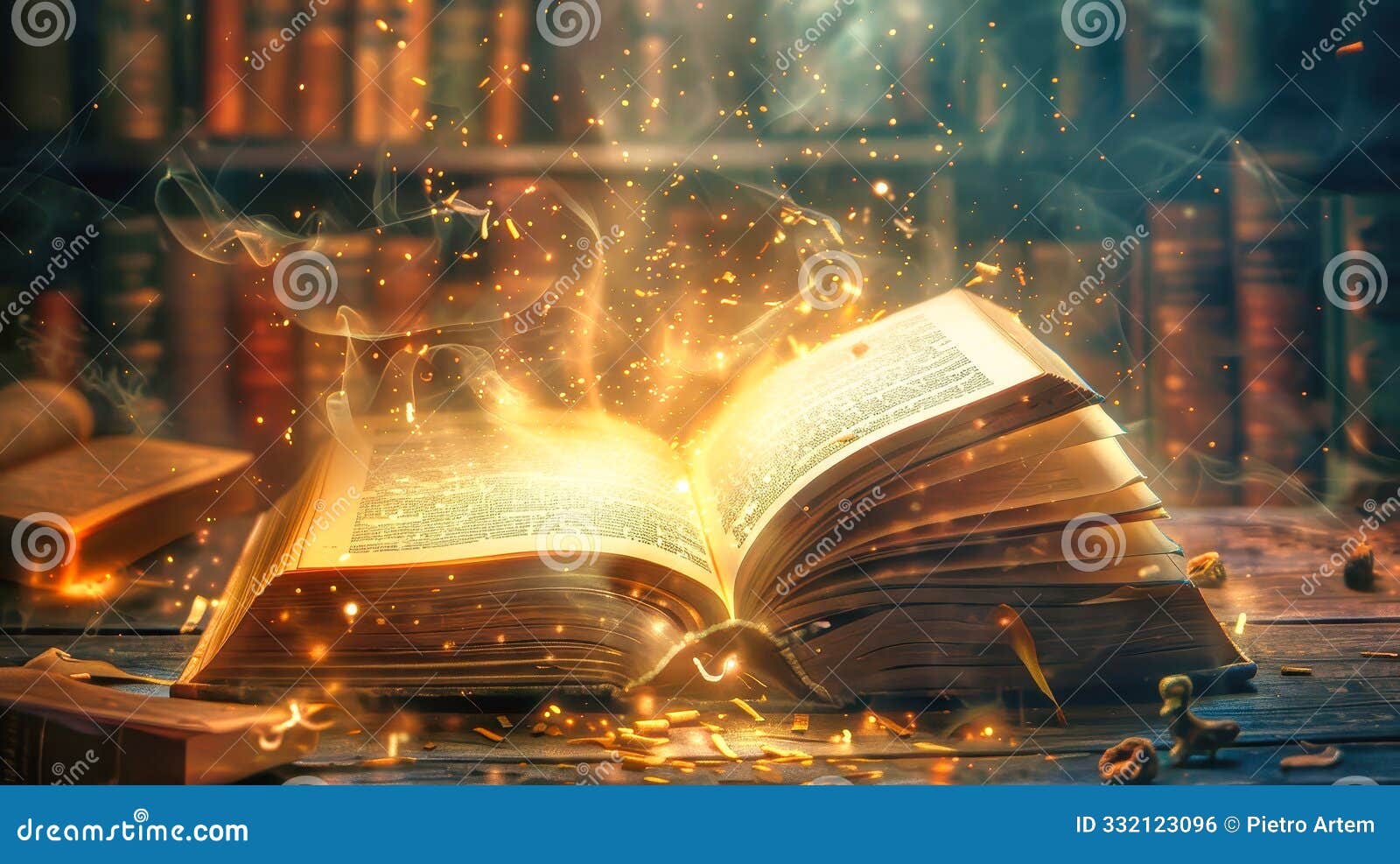 An Open Book Glowing with Magic and Ancient Wisdom Stock Photo - Image ...
