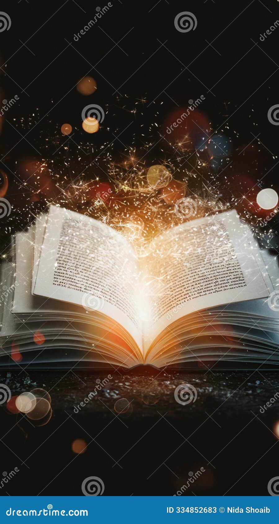 Open Book Glows, Surrounded by Sparkling Particles, Creating a Magical ...
